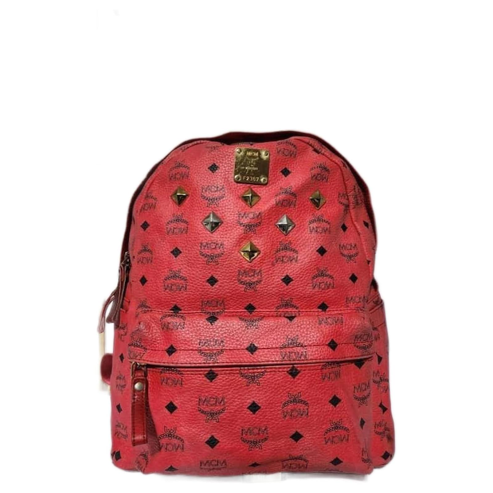 MCM Visestos Medium Sprinkle Stud Stark Backpack Pink Leather ref ...