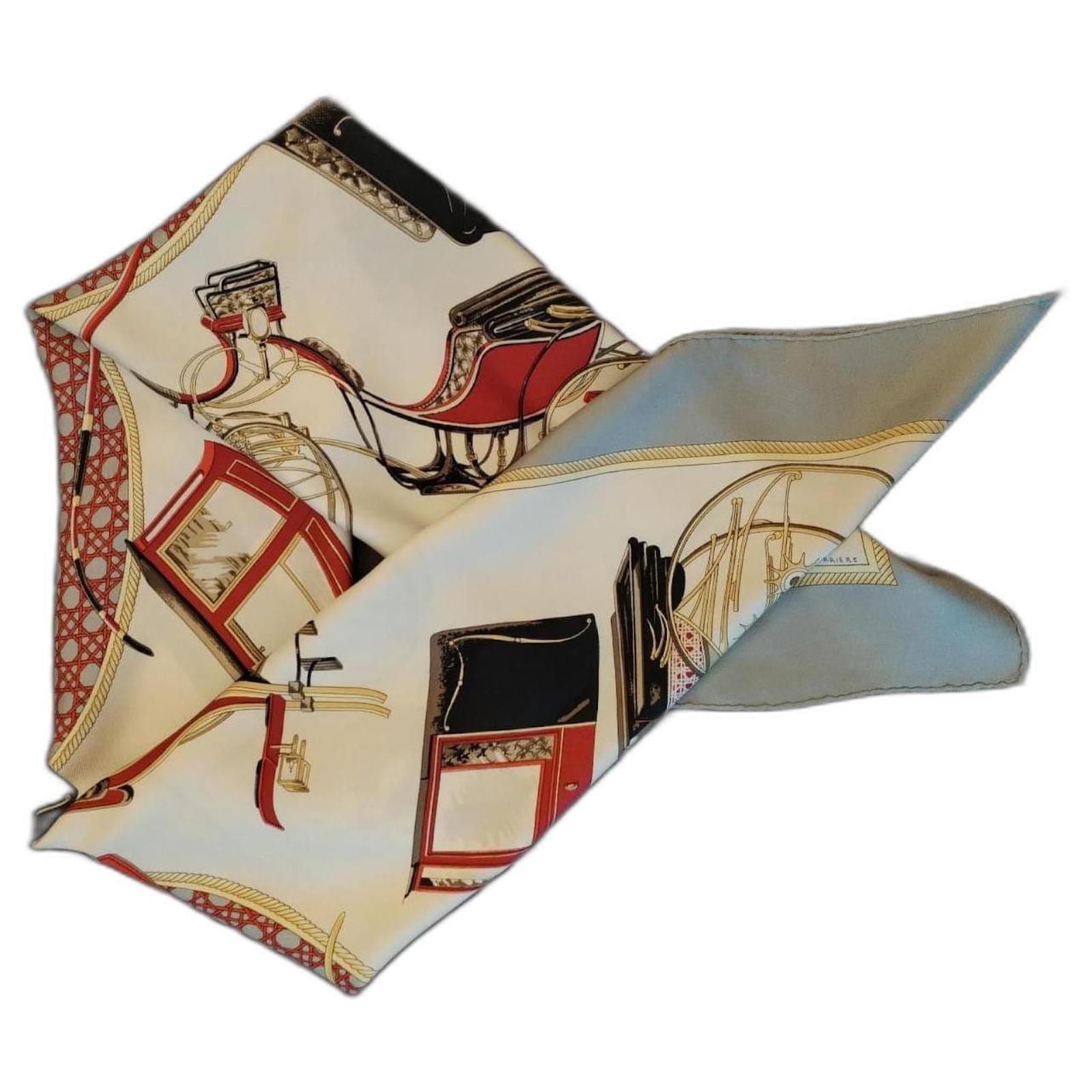Hermès Square the Transformable Cars Red Cream Silk ref.2050928 - Joli ...