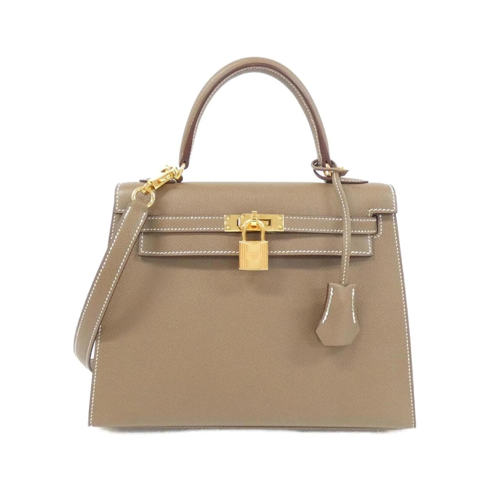 Hermès Hermes Kelly 25cm Handbag in Etoupe Gray Taupe Leather ref.2053060 - Joli Closet