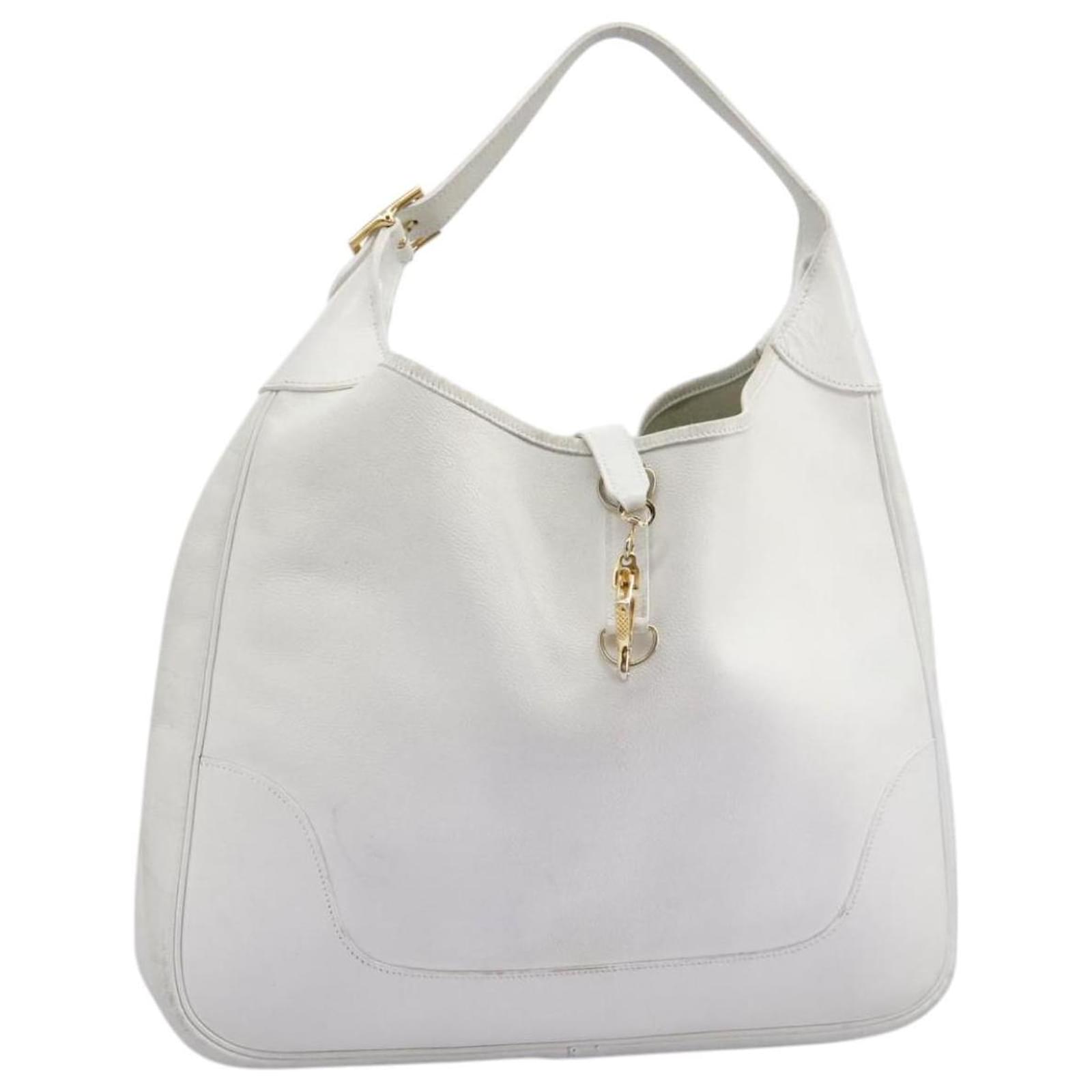 Hermès HERMES Trim 35 Shoulder Bag Leather White Gold Auth 112179 ...