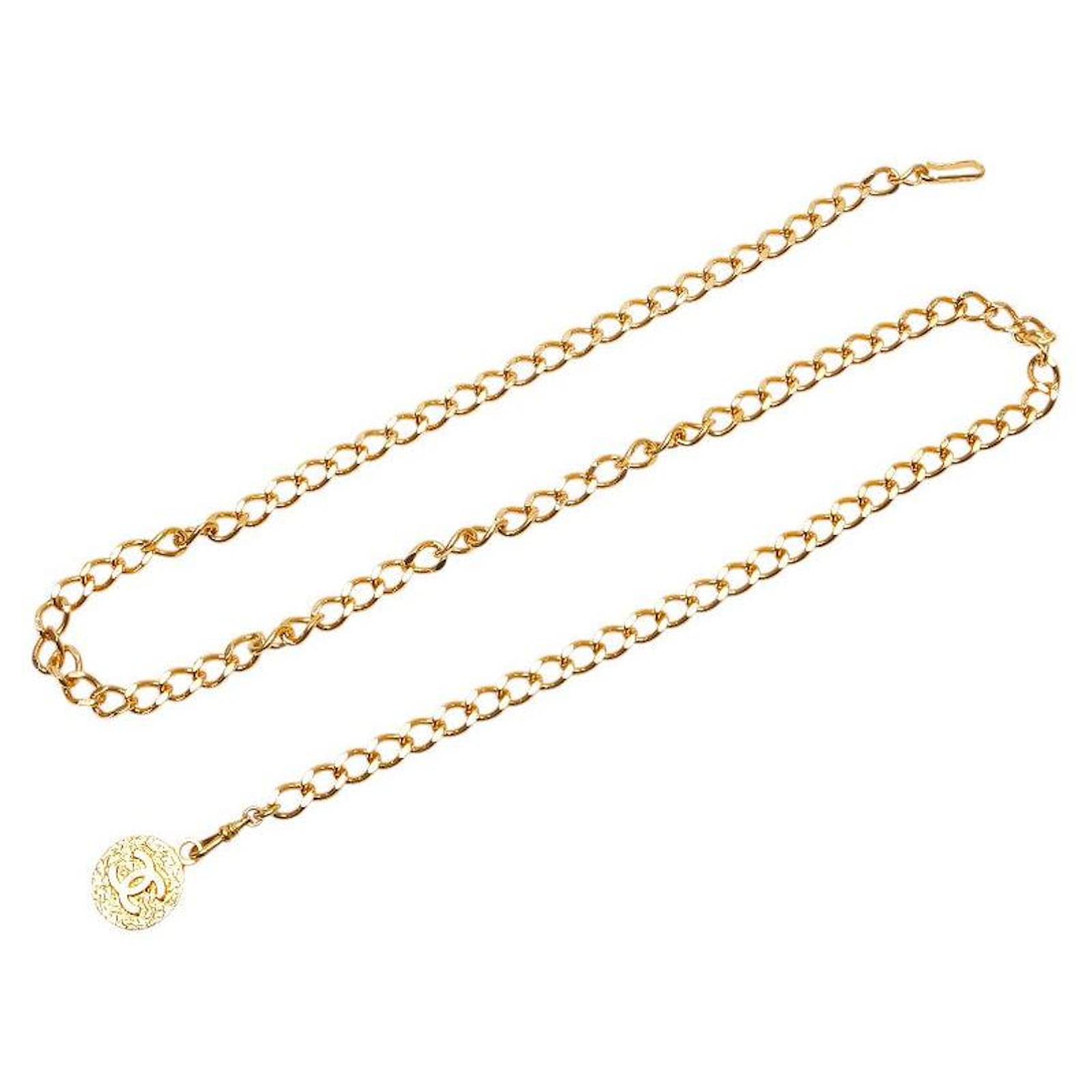 Chanel Coco Mark Chain Belt Gold Plated Golden Metallic Metal ref ...