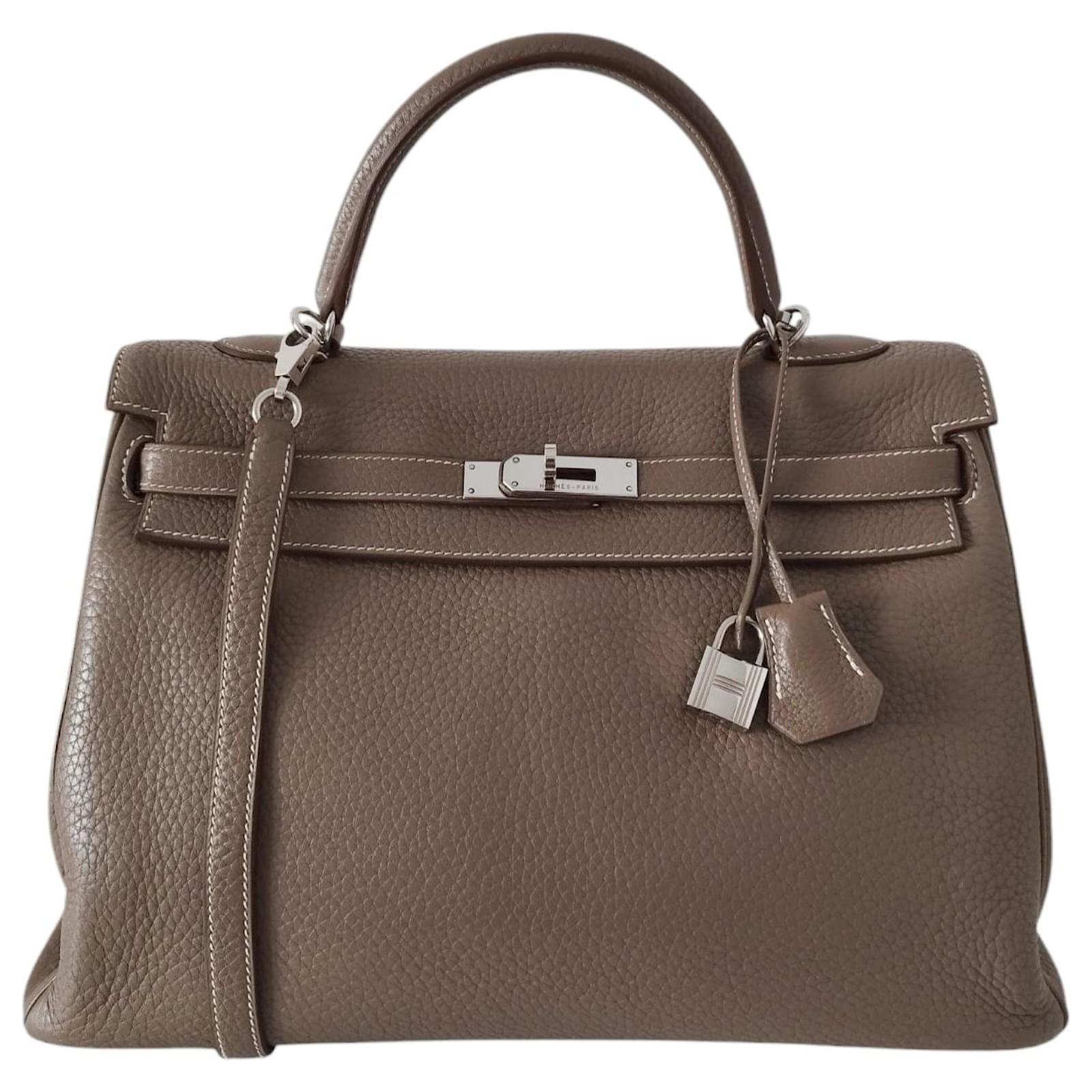 Hermès Kelly 35 bag in taupe clemence taurillon leather Grey ref ...