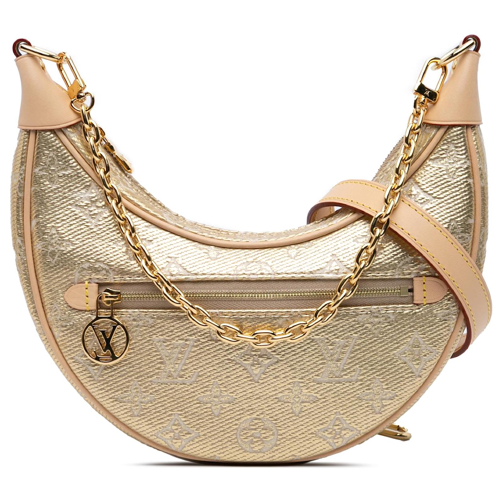 Louis Vuitton Gold Monogram Jacquard Denim Loop PM Golden Leather Cloth ...