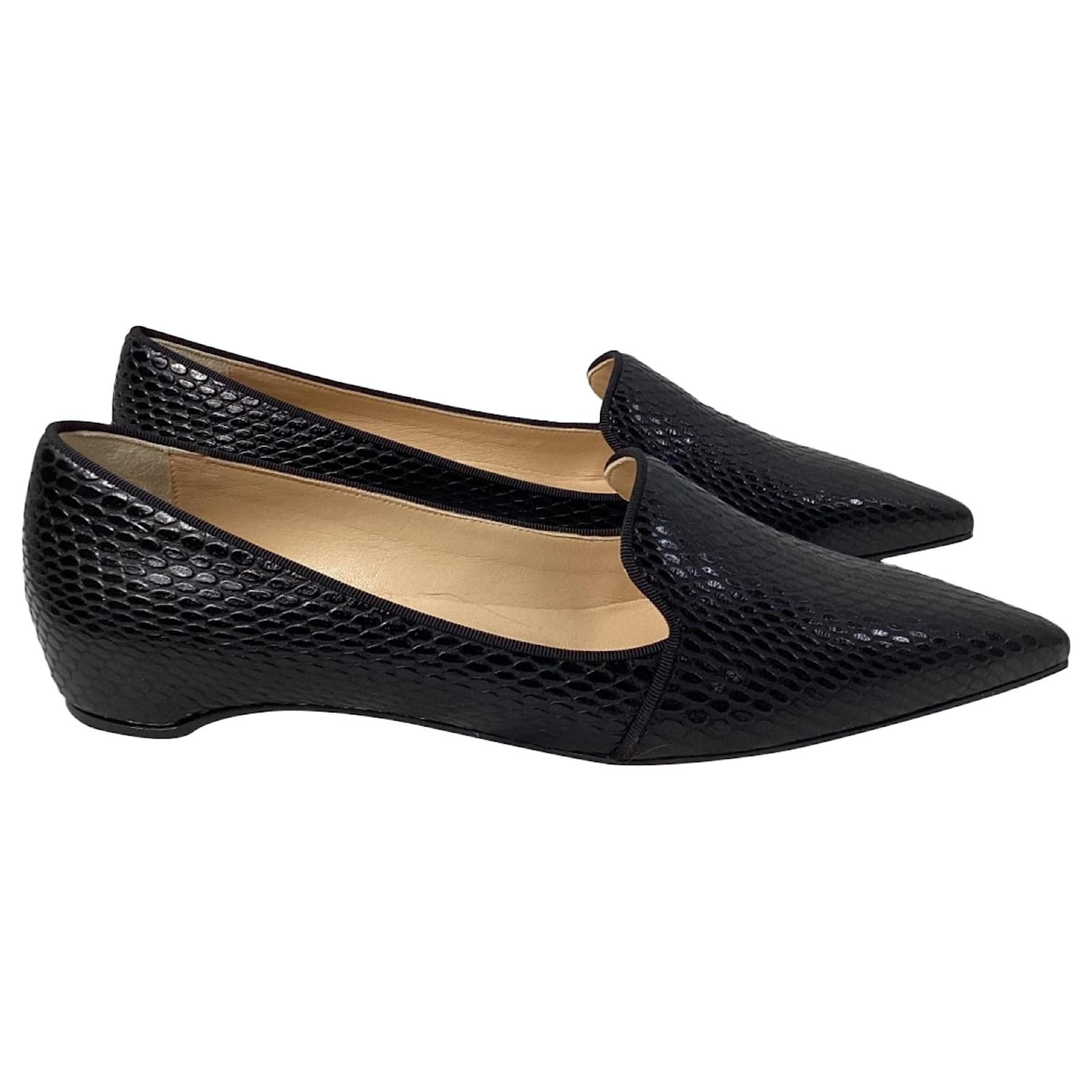 Christian Louboutin Kashasha Lizard-Effect Loafers in Black Leather ref ...