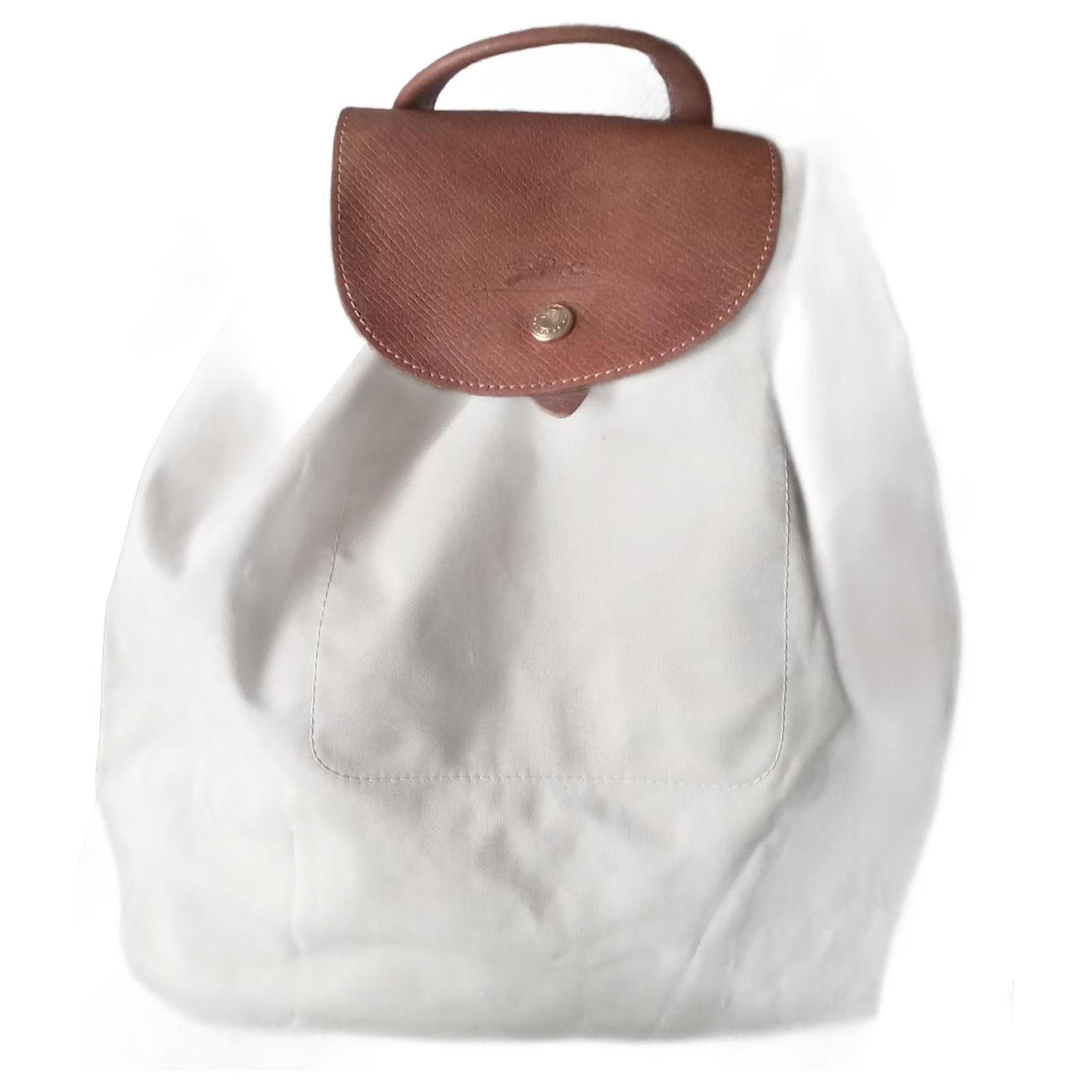Longchamp Backpack folding Beige Leather Cloth ref.2061512 - Joli Closet