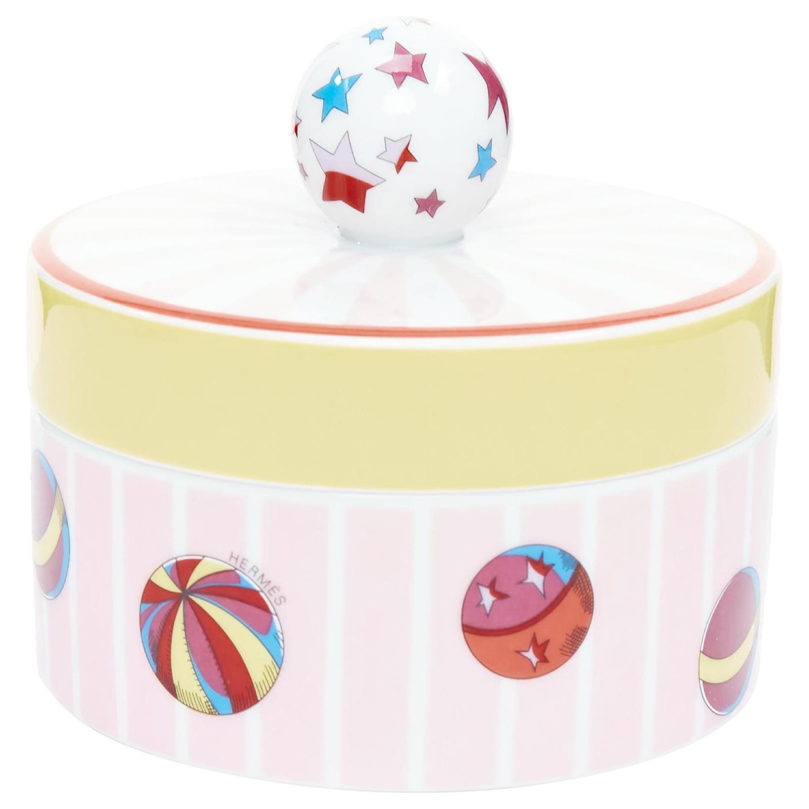 Hermès Hermes Circus Round Box star balls porcelain container Pink ref ...