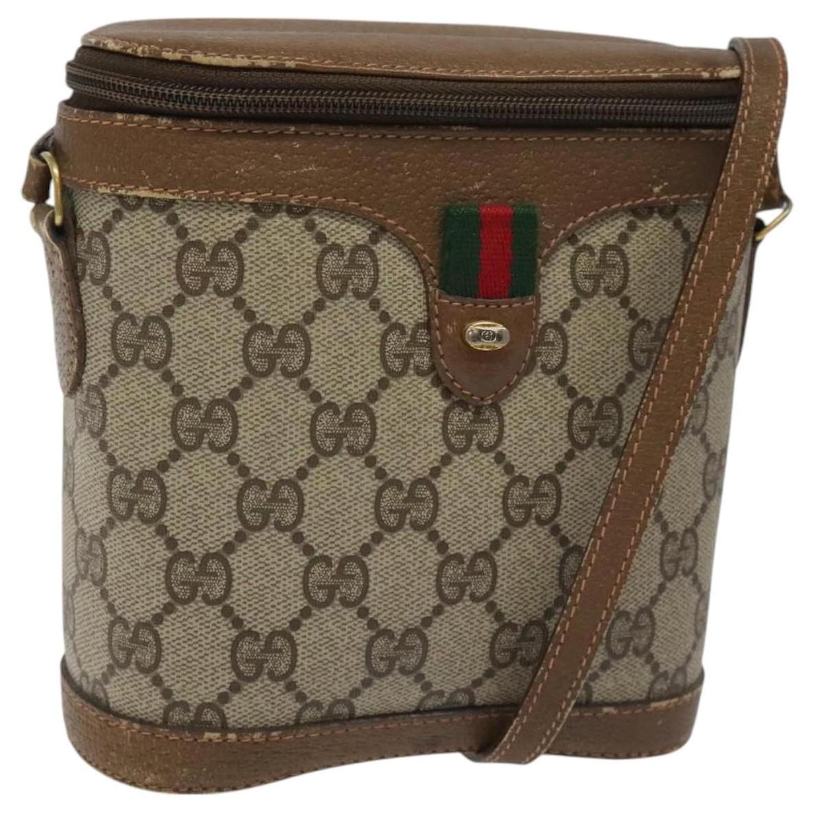 GUCCI GG Supreme Web Sherry Line Shoulder Bag PVC Beige 904 02 070 Auth ...