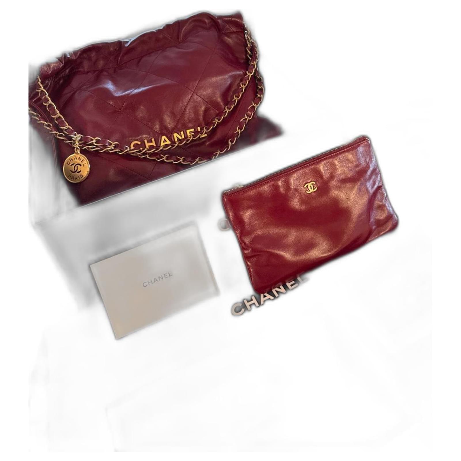 Timeless Chanel 22 large model bag Dark red Leather ref.2065431 - Joli ...