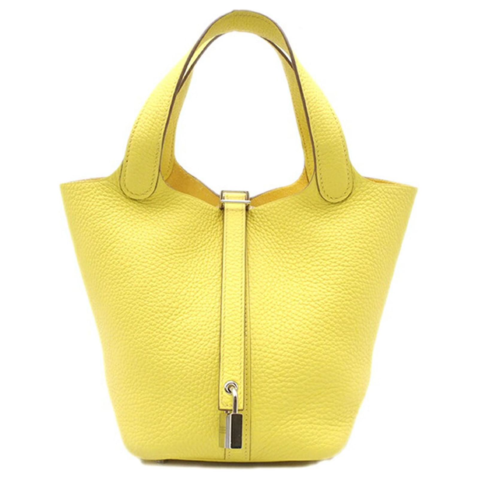 Hermès Yellow Clemence Picotin Lock 18 Leather Pony-style calfskin ref ...