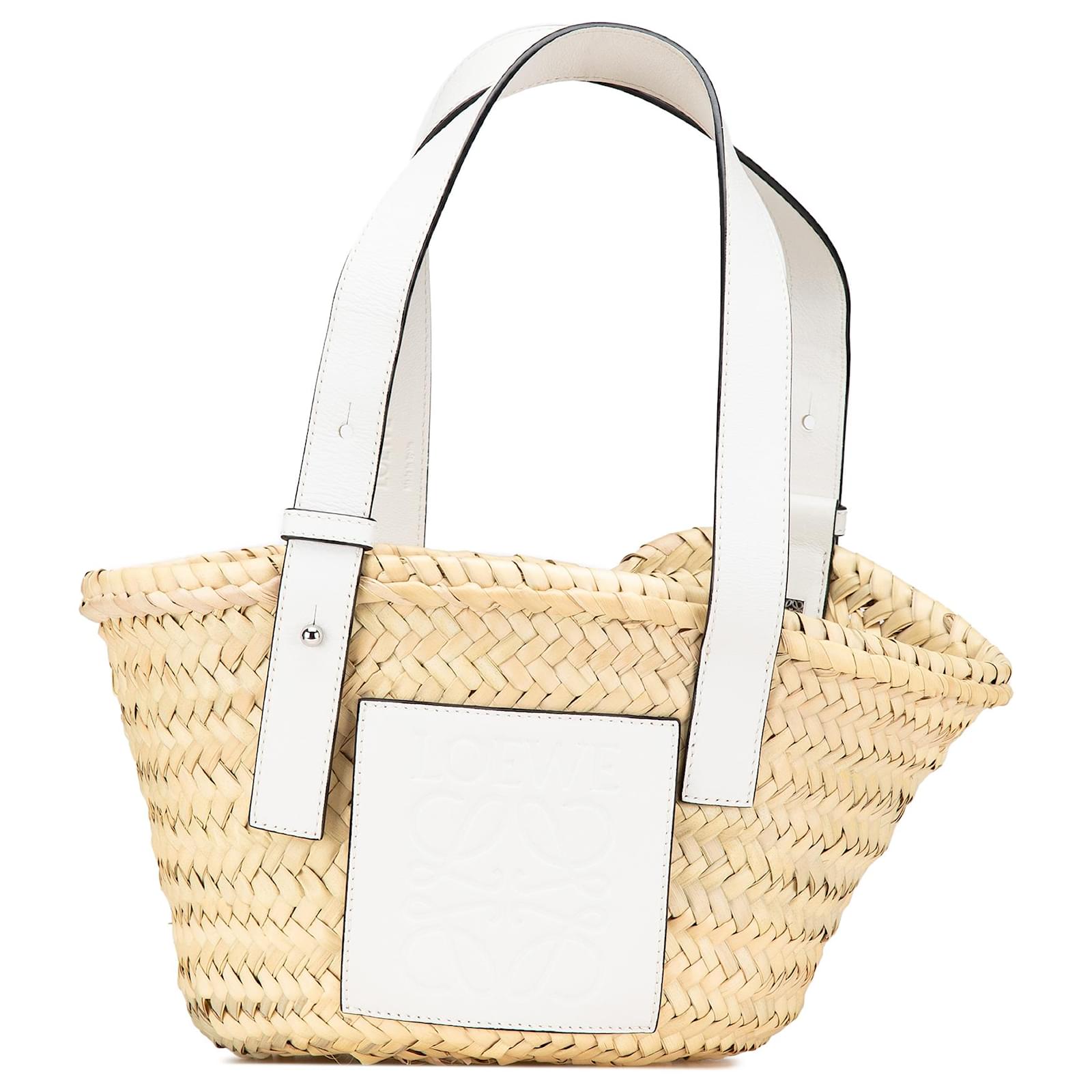 LOEWE Brown Small Raffia Basket Tote Beige ref.2065702 - Joli Closet