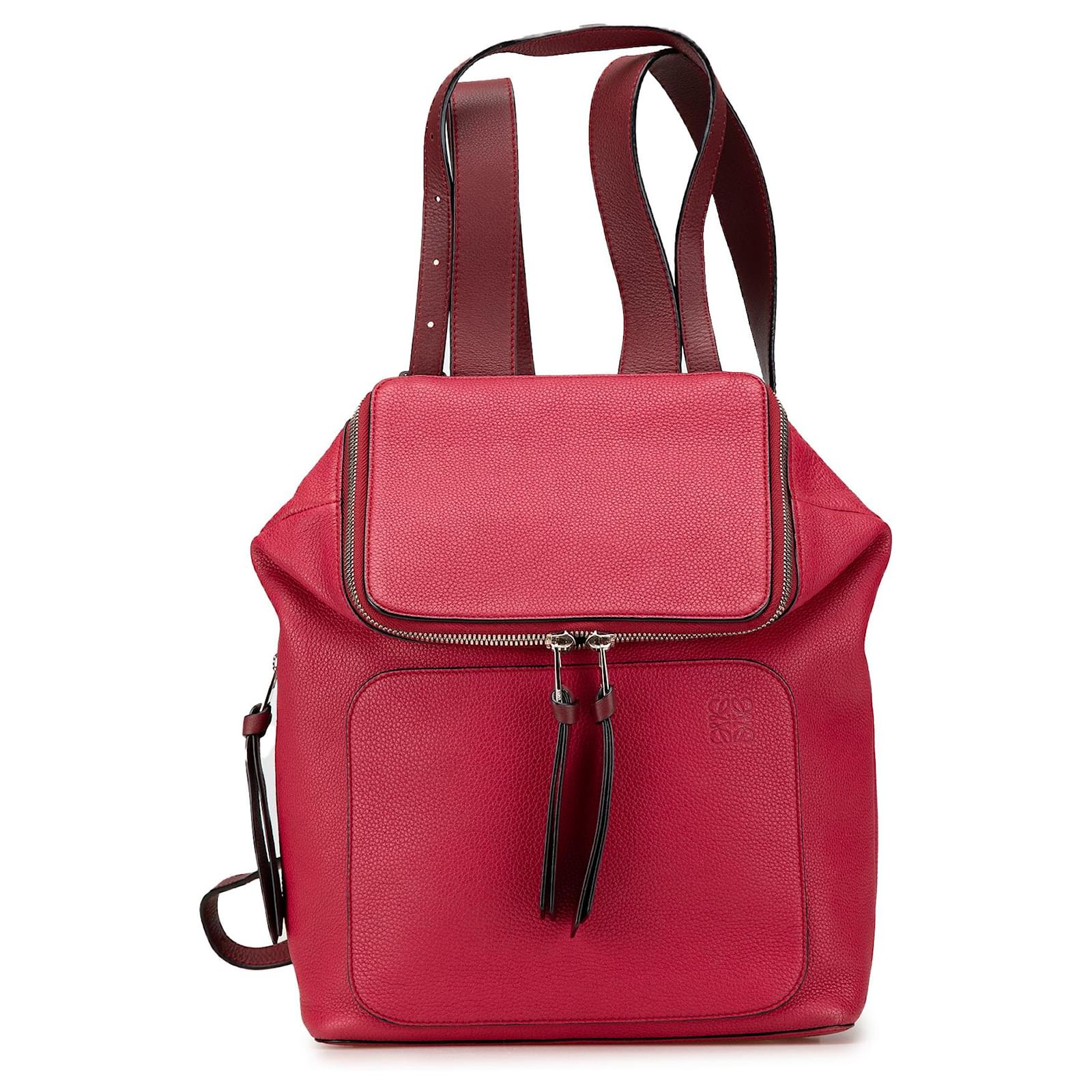 LOEWE Red Small Leather Goya Backpack Dark red Pony-style calfskin ref ...