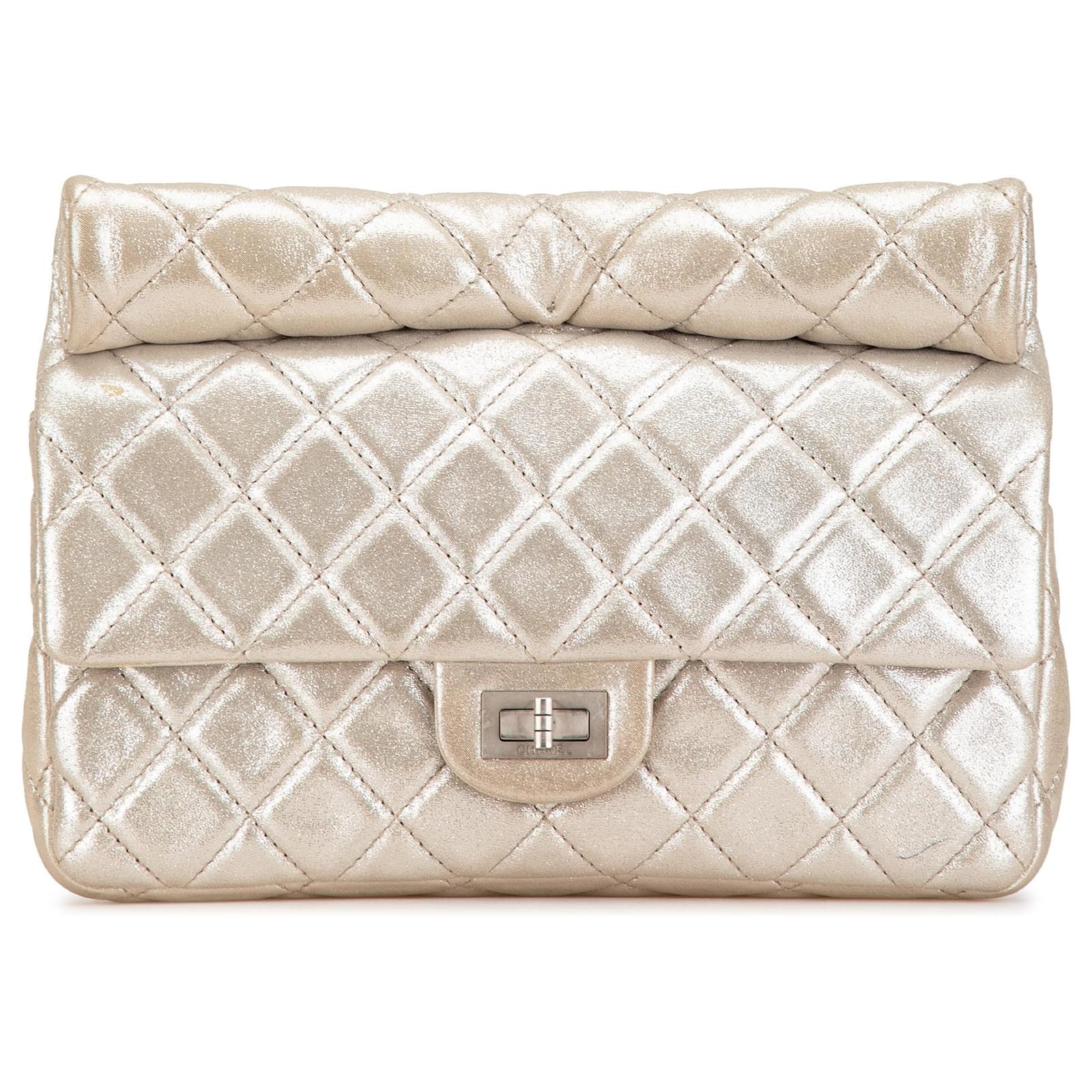 Chanel Gold Reissue 2.55 Metallic Calfskin Reissue Roll Clutch Golden ...