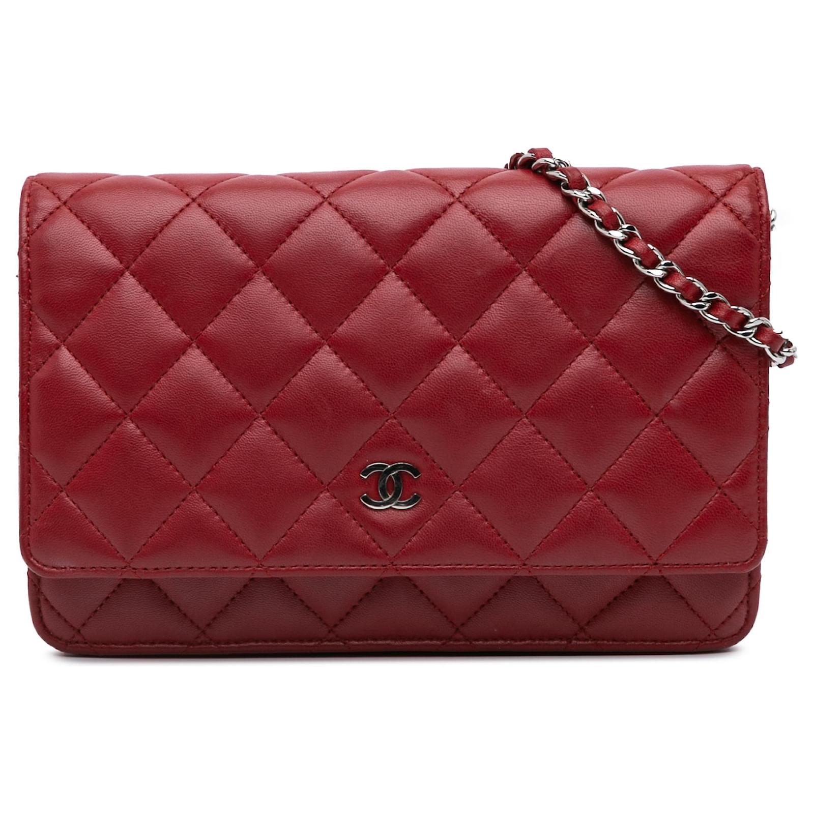 Chanel Red Classic Lambskin Wallet on Chain Leather ref.2065922 - Joli ...