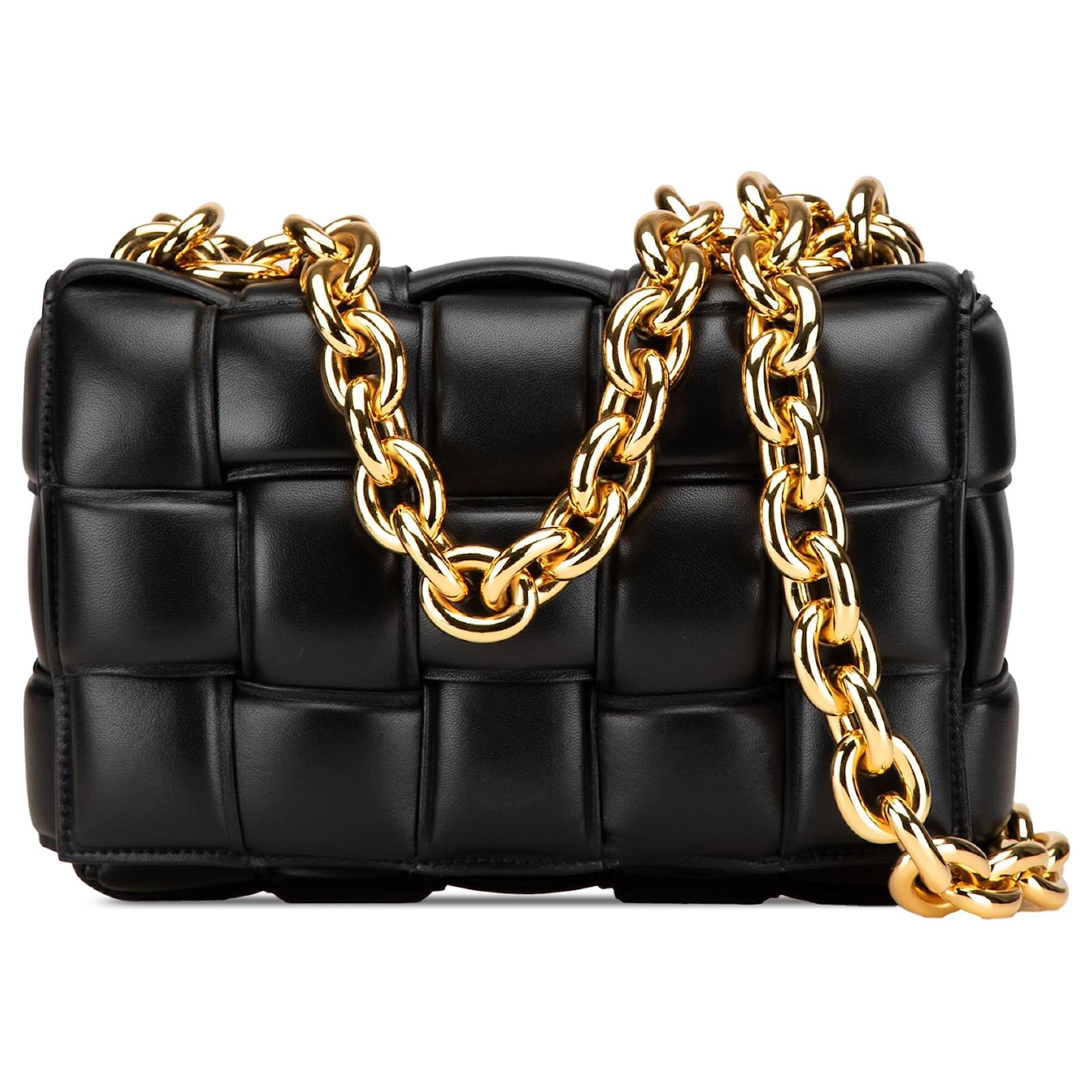 Bottega Veneta Black Nappa Intrecciato Padded Chain Cassette Satchel ...