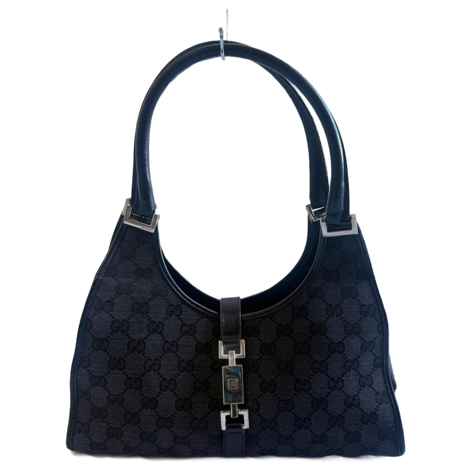 Gucci Jackie monogram Black Leather Cloth ref.2065963 - Joli Closet