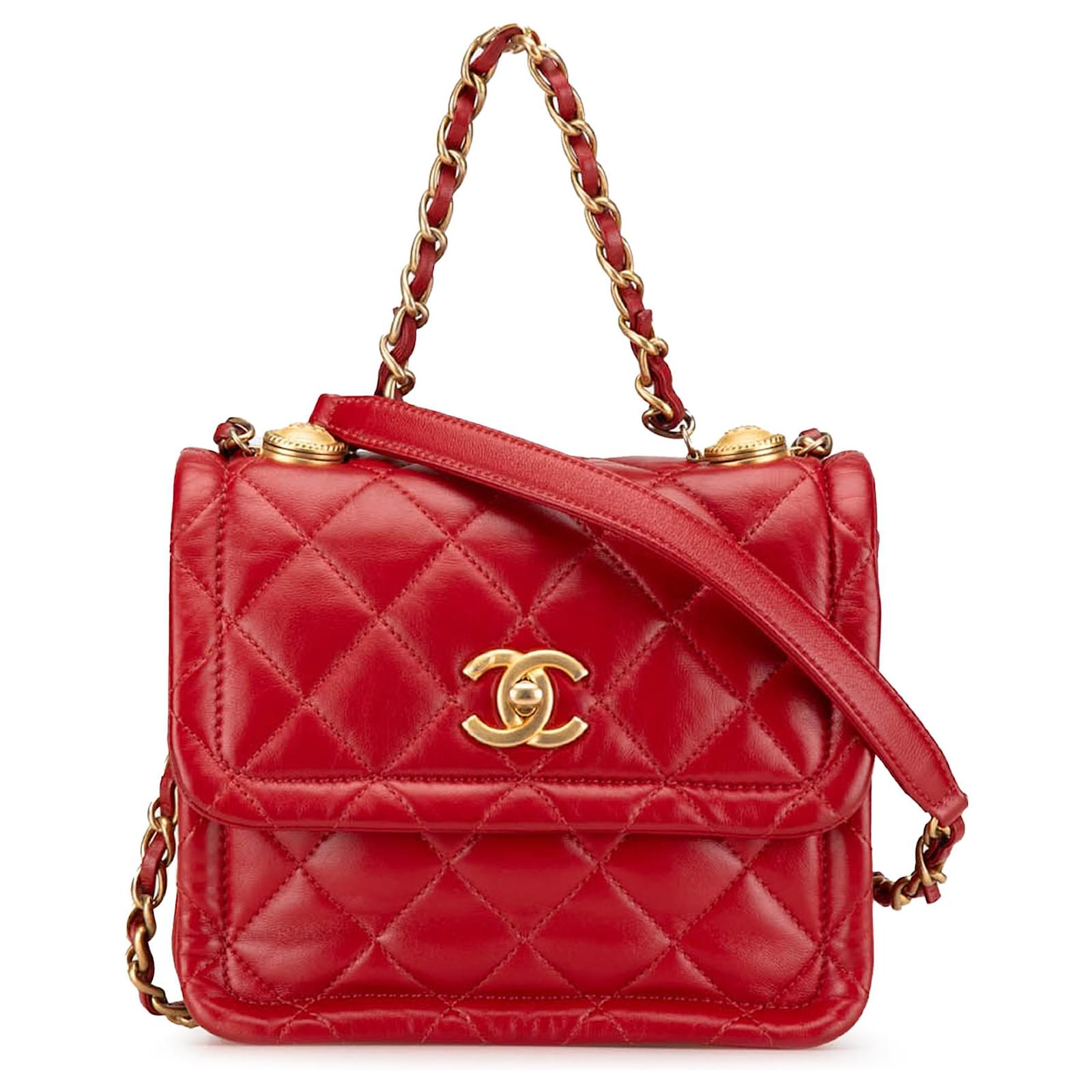 Chanel Red Mini Quilted Lambskin Soft Square Flap Leather ref.2066837 ...