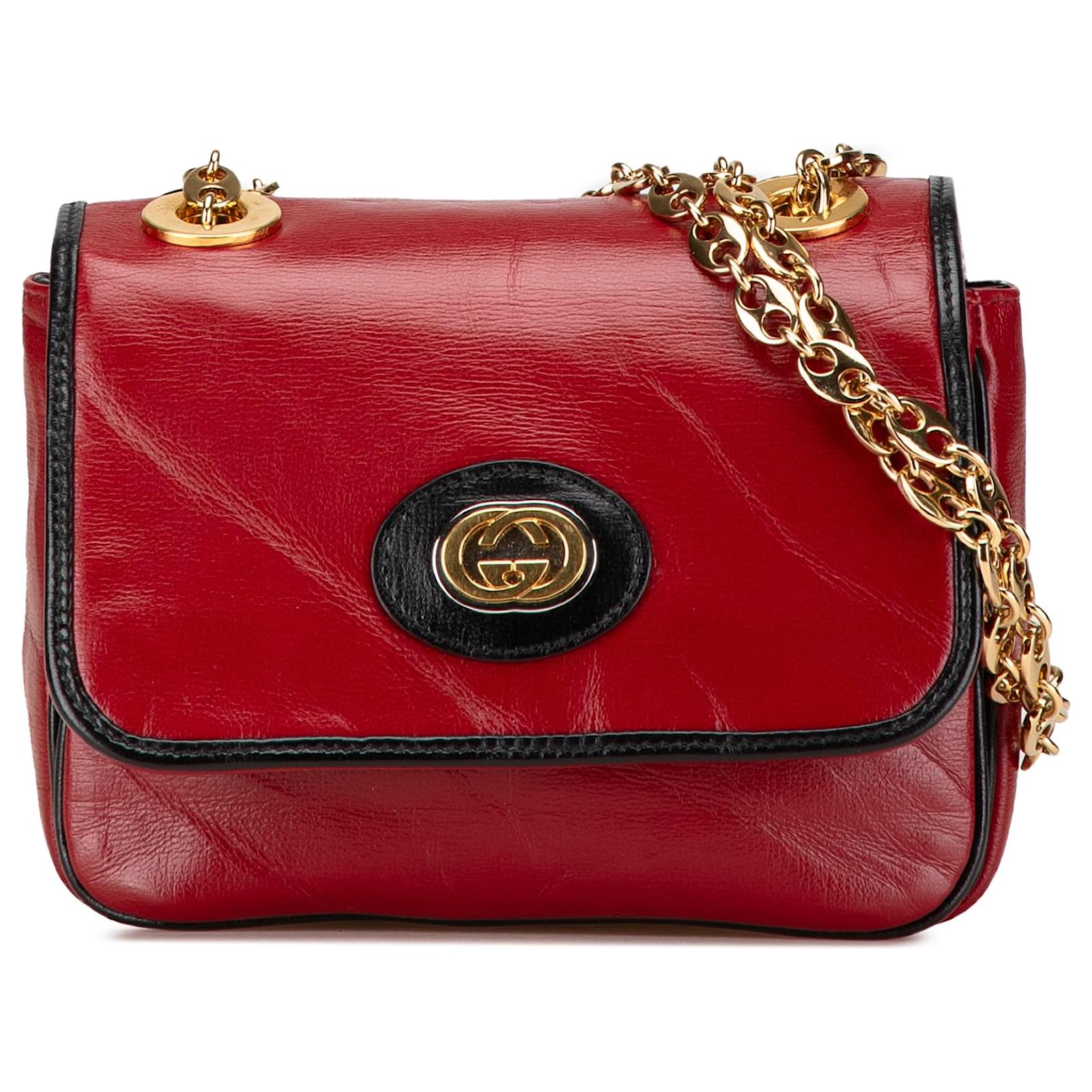 Gucci Red Mini Leather Marina Shoulder Bag Pony-style calfskin ref ...