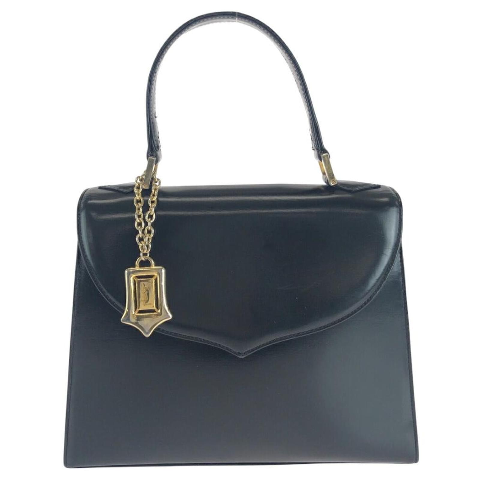 Yves Saint Laurent Leather Logo Charm Handbag Black ref.2069037 - Joli ...