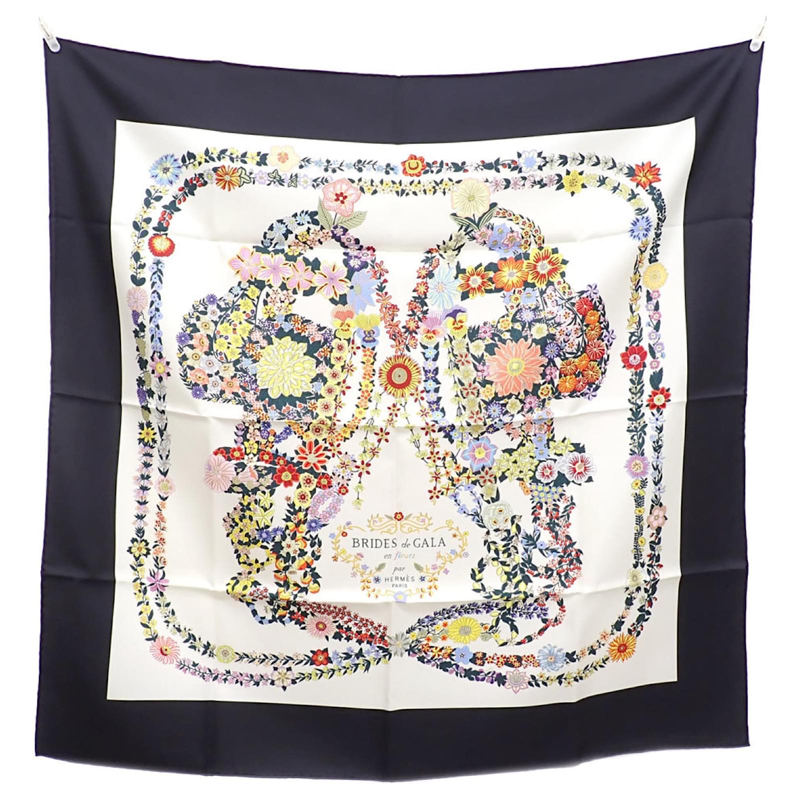 Hermès Hermes Silk Scarf in Black and Multi-color Multiple colors ref ...