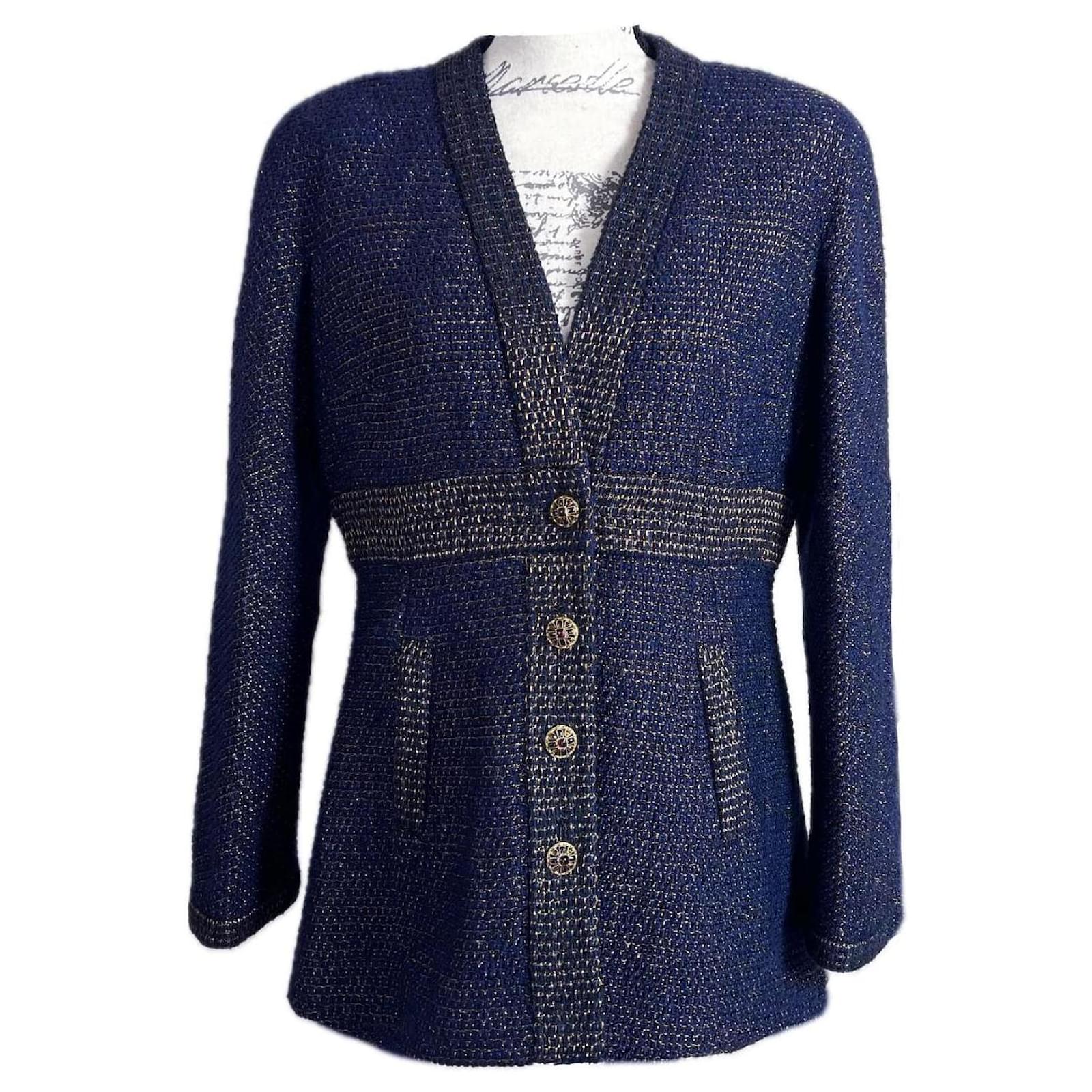Chanel New Paris / EGYPT Gripoix Buttons Tweed Jacket Navy blue ref.2071464 - Joli Closet