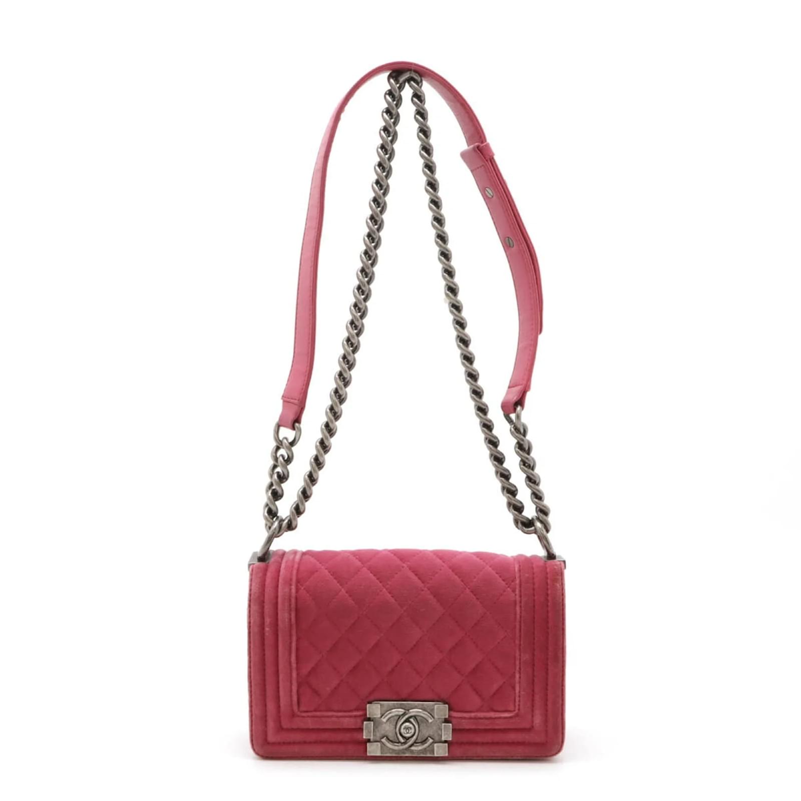 Chanel Boy Chanel Velour Leather Shoulder Bag Pink ref.JC2071473 (Sold ...