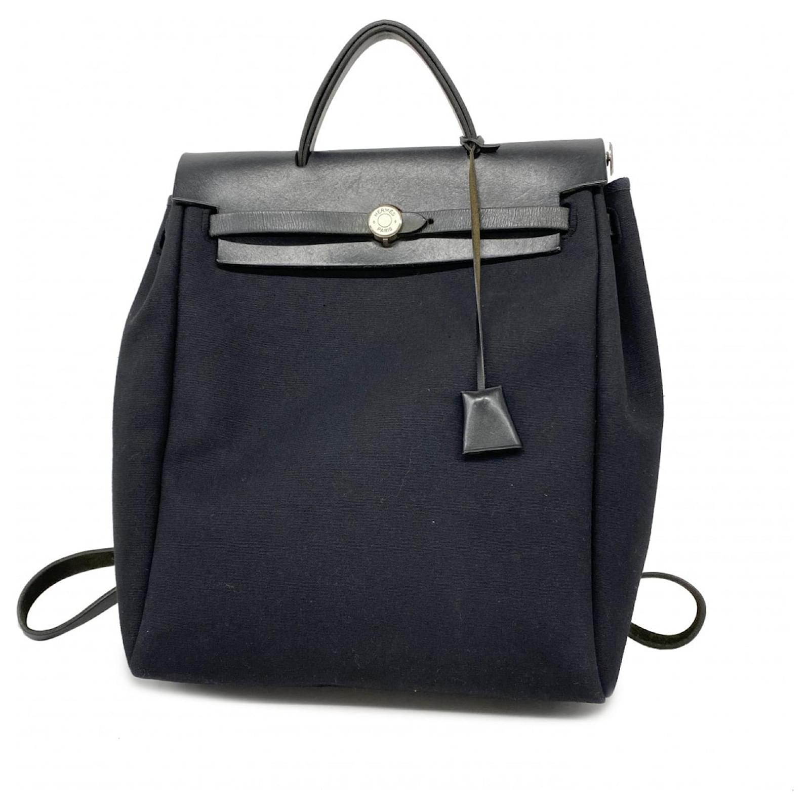 Hermès Hermes Black Toile Officier Backpack Cloth ref.2071786 - Joli Closet