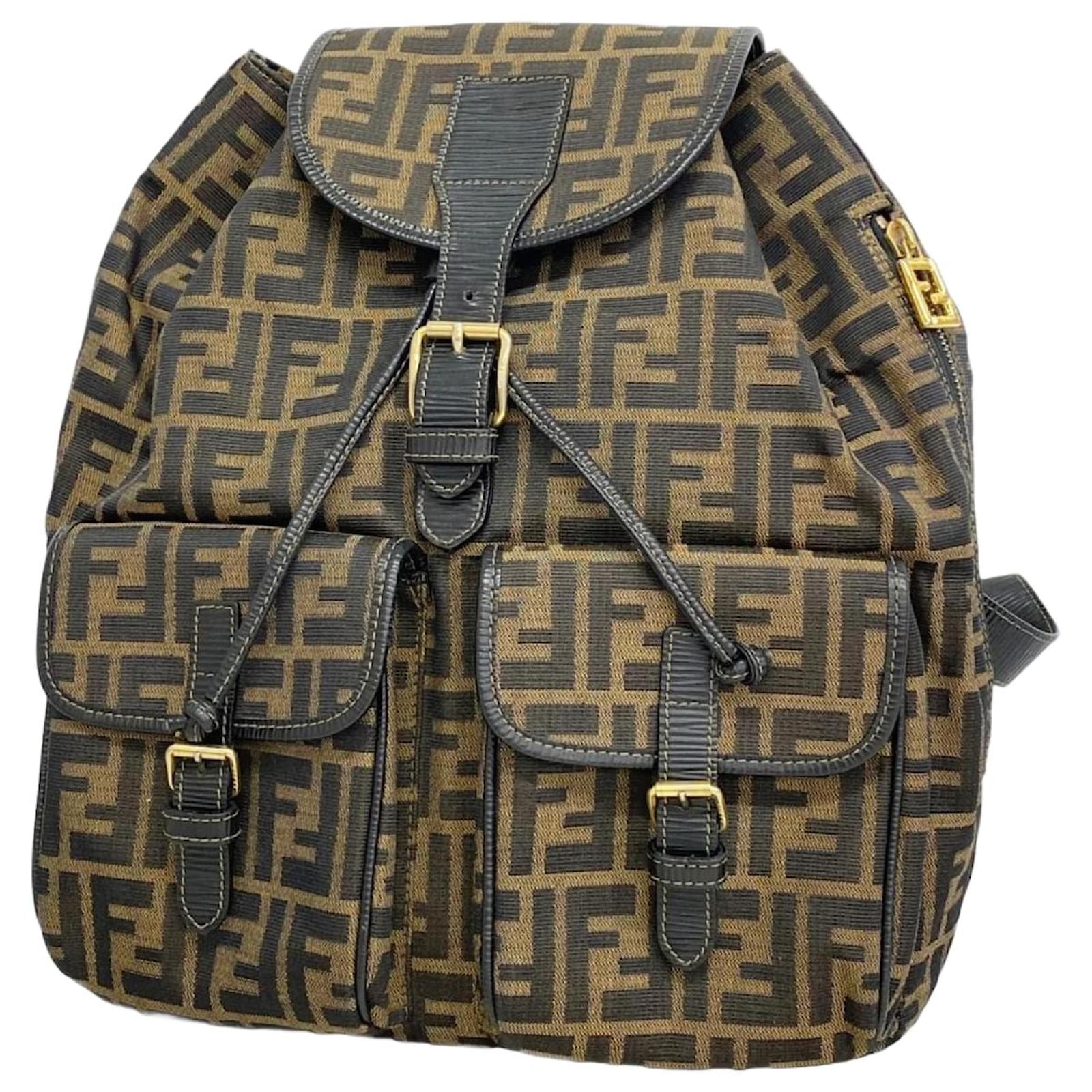 Fendi Zucca Nylon Canvas Backpack Brown Black Cloth ref.2071869 - Joli ...
