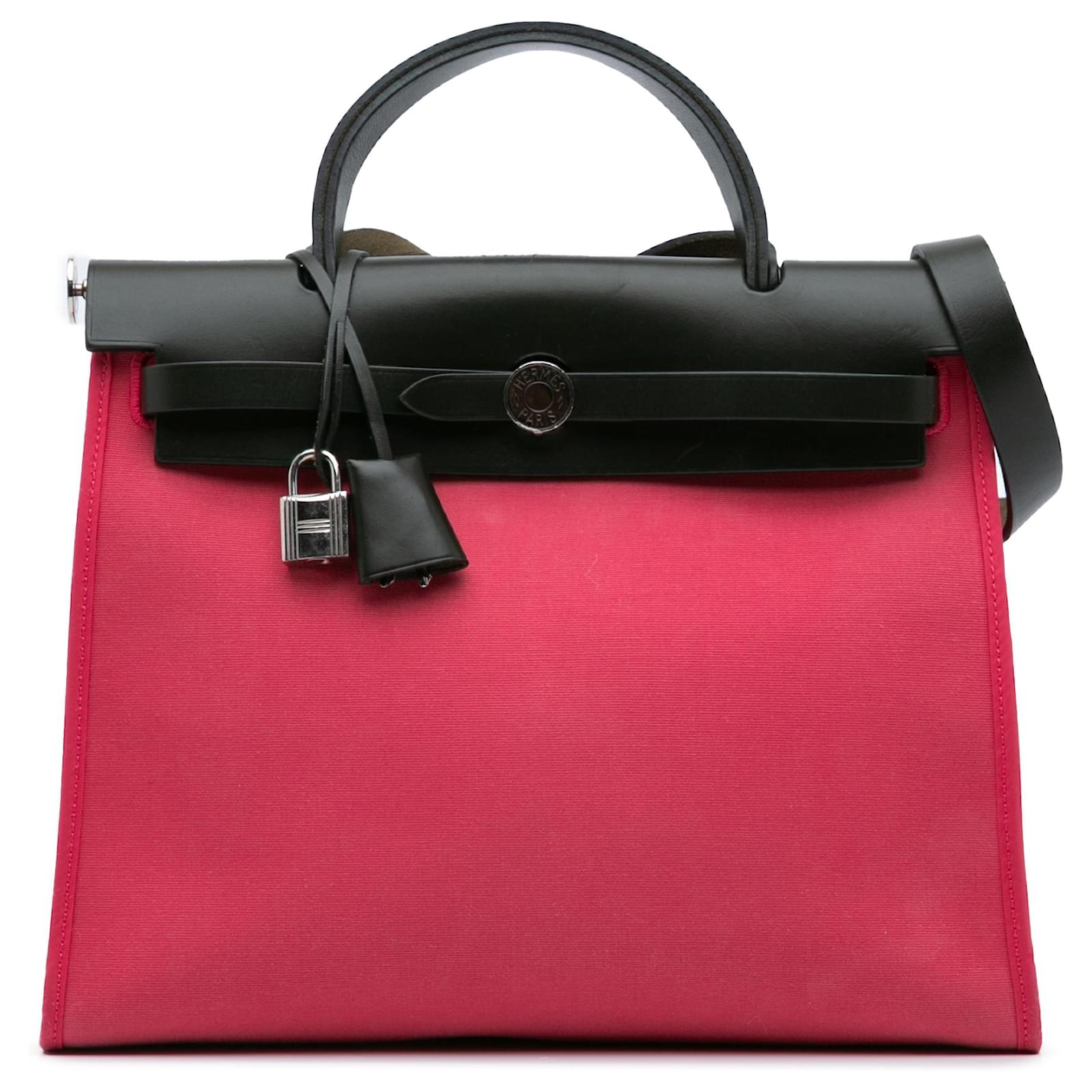Hermès Pink Toile Herbag Zip 31 Leather Cloth Pony-style calfskin Cloth ...