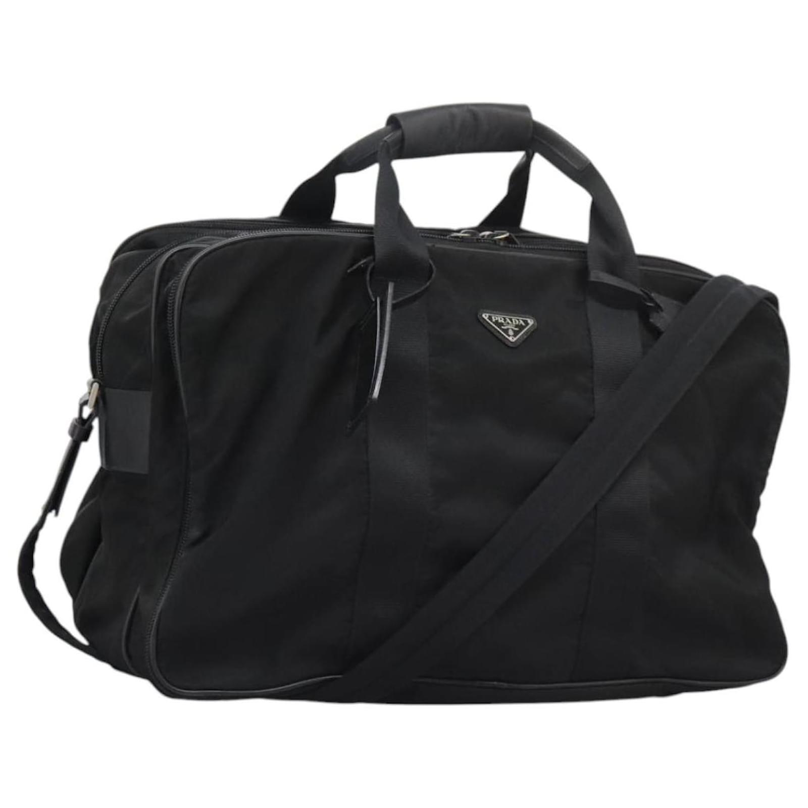 PRADA Boston Bag Nylon 2way Black Silver Auth bs22355 Silvery ref ...