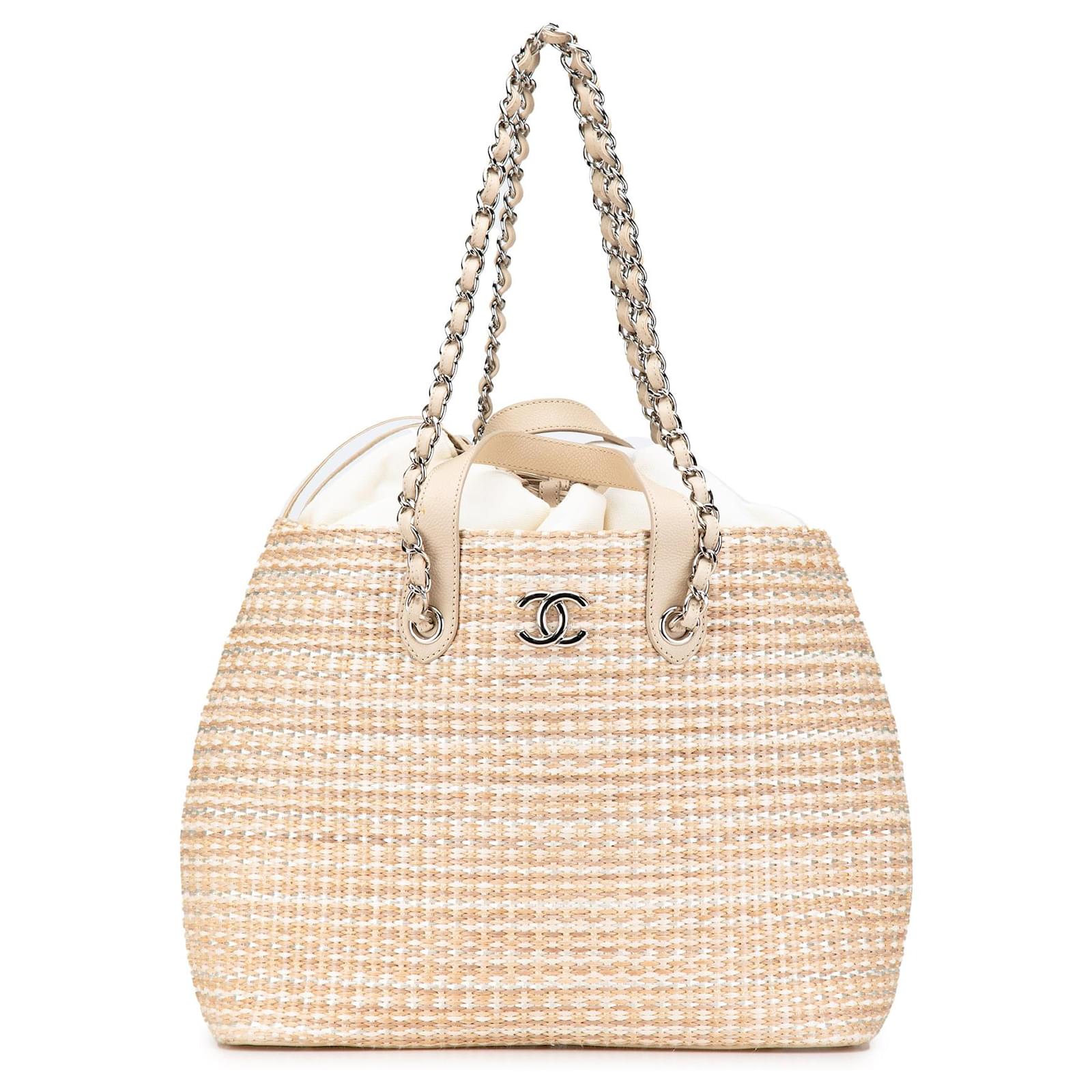 Chanel Brown Large CC Woven Straw Shopping Tote Beige ref.2081390 ...