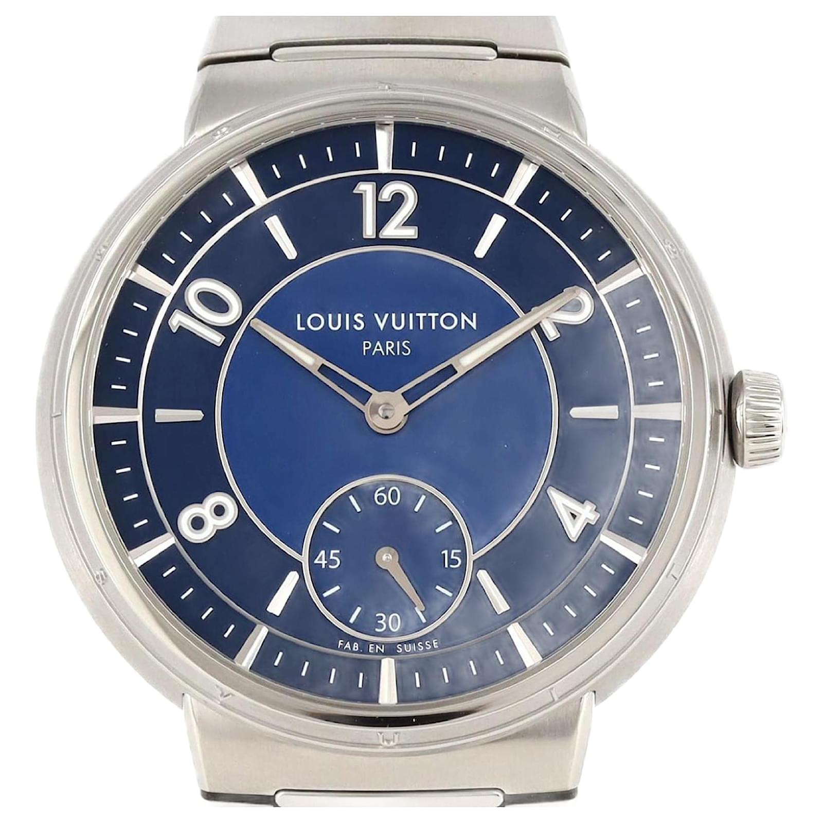 Louis Vuitton Tambour Automatic Steel Blue Wristwatch ref.2082094 ...