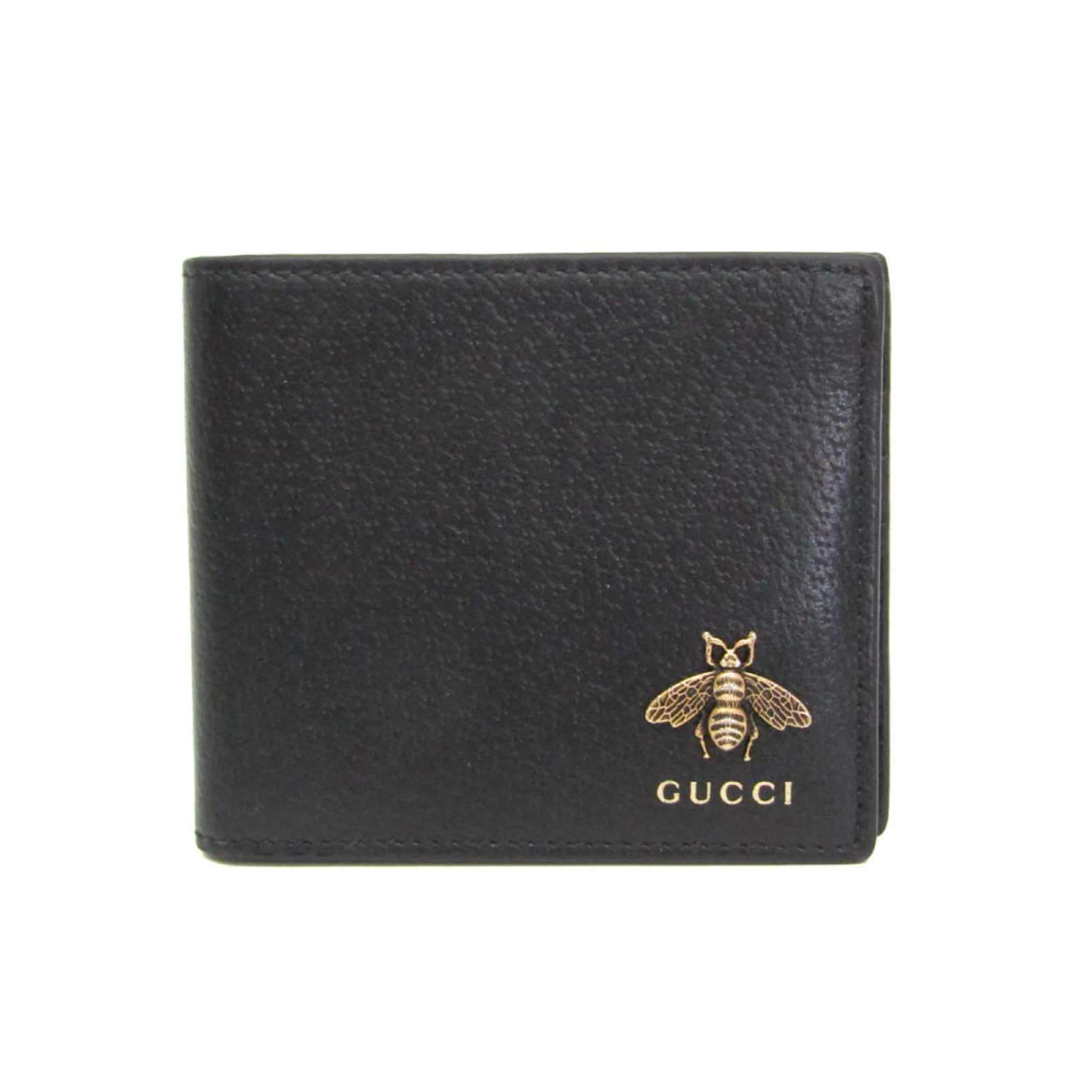 Gucci Animalier Metal Bee Bi-Fold Bill Wallet Black Leather ref.2083225 ...
