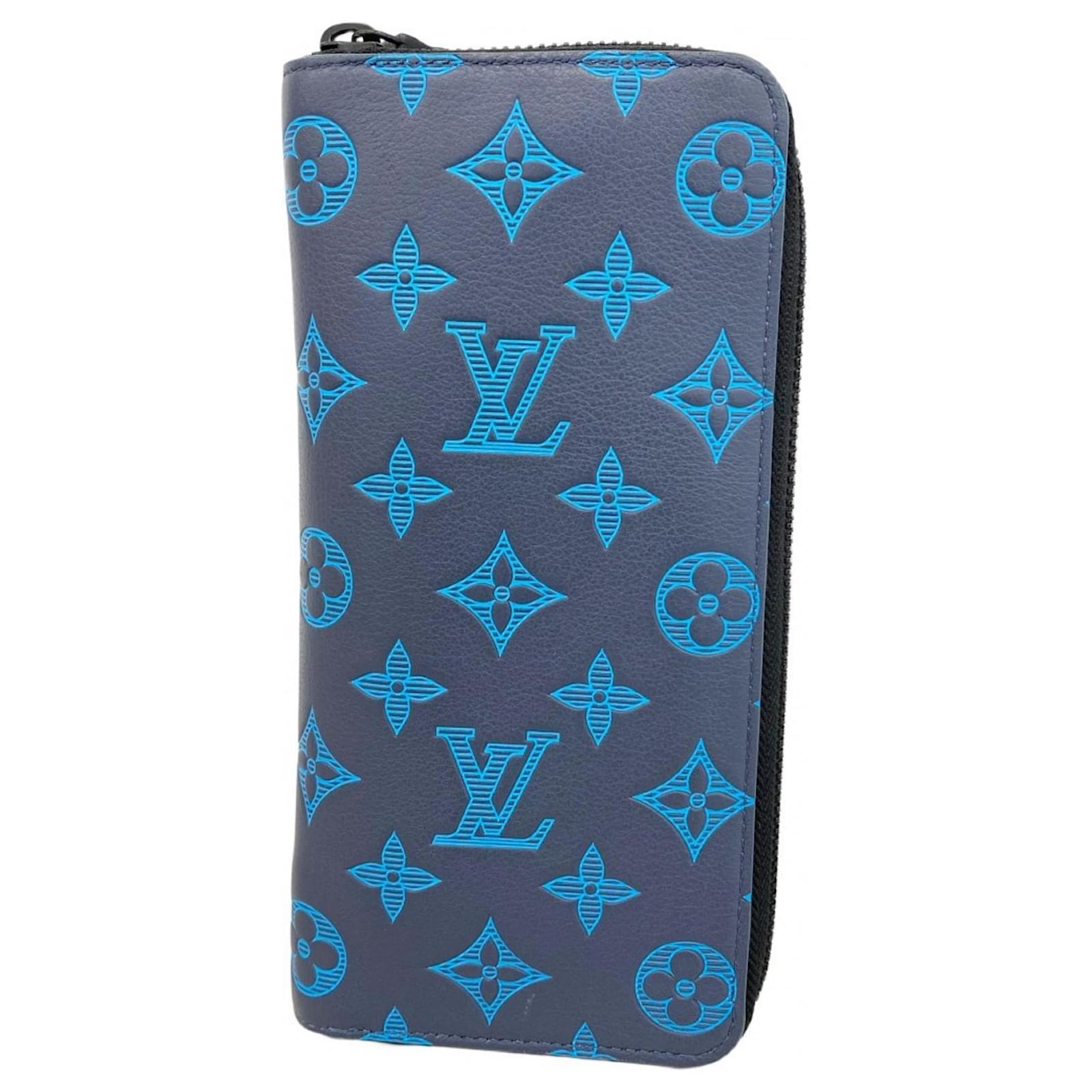 Louis Vuitton Long Wallet Monogram Shadow Zippy Vertical Blue Navy blue ...