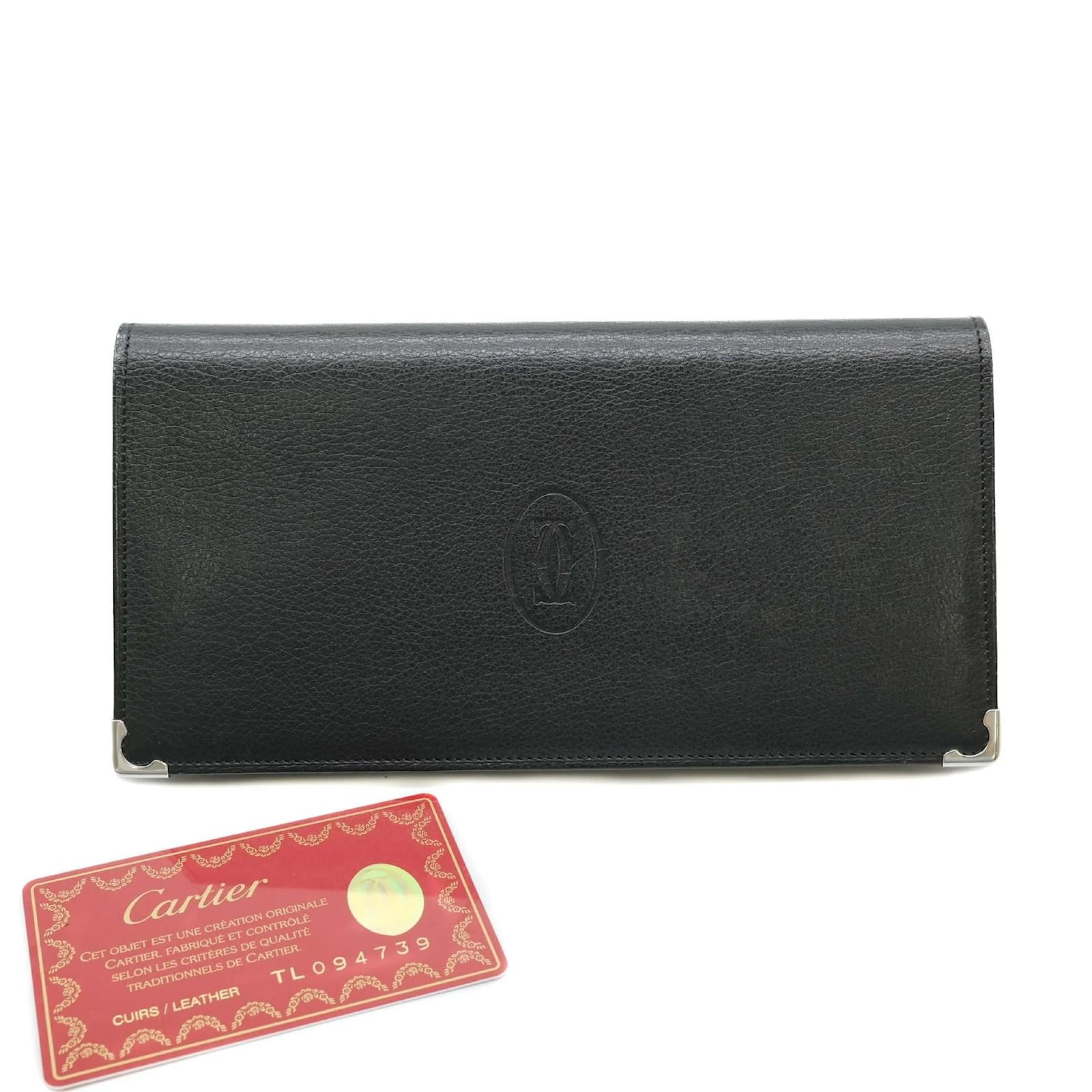 Cartier Must Line Long Wallet Black Dark red Leather ref.2088709 - Joli ...