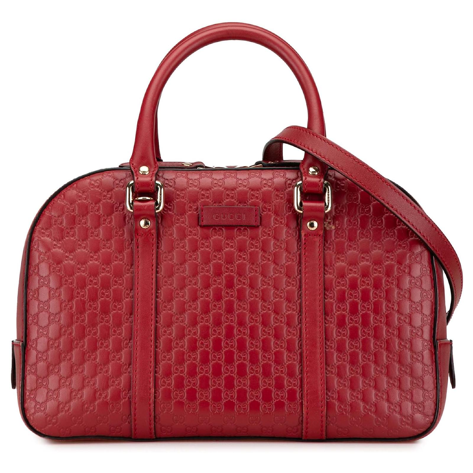 Gucci Red Small Microguccissima Satchel Leather Pony-style calfskin ref ...