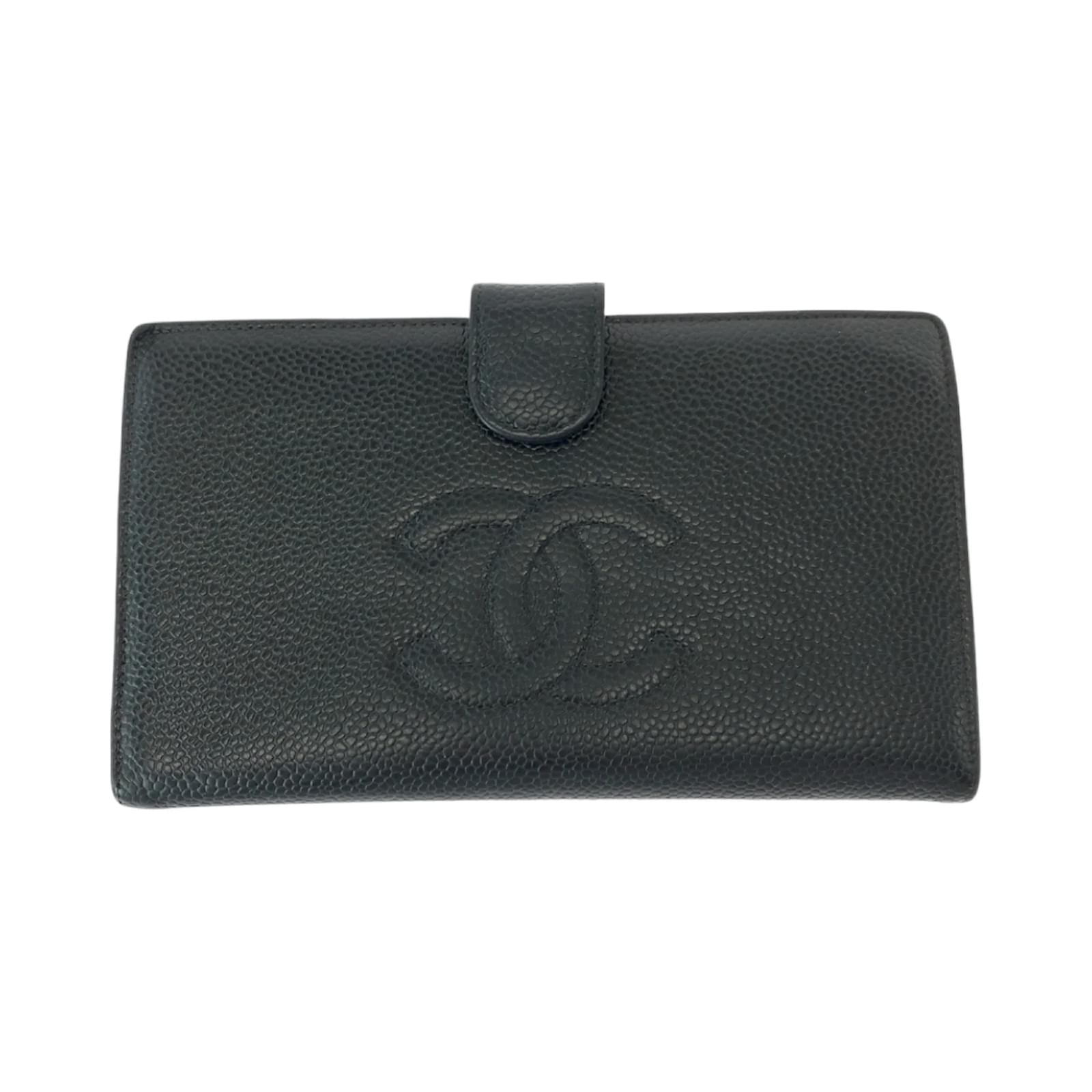 Chanel Coco Mark Black Caviar Leather Long Wallet ref.2092222 - Joli Closet