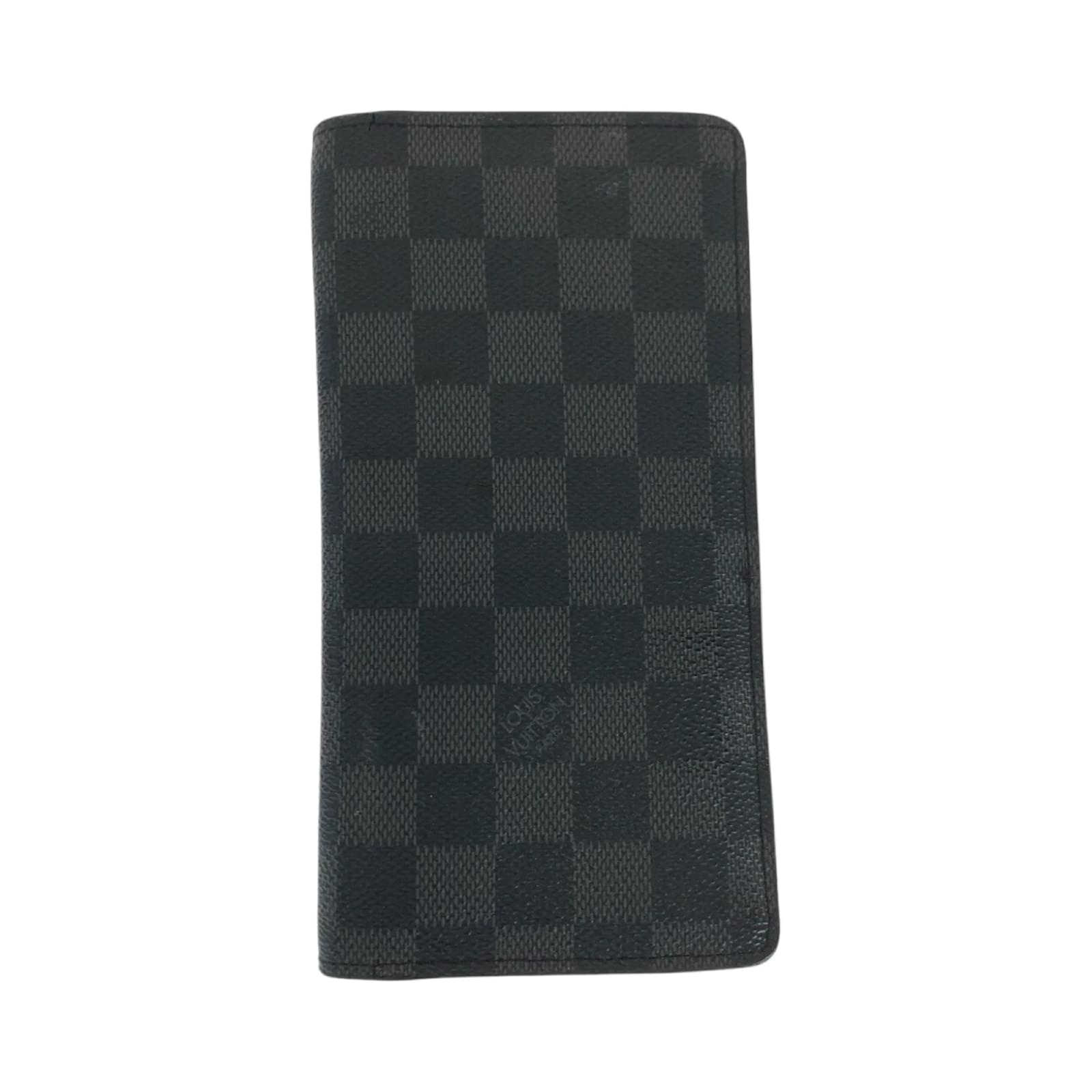 Brazza Louis Vuitton Damier Graphite Long Wallet Brown Black Plastic ...