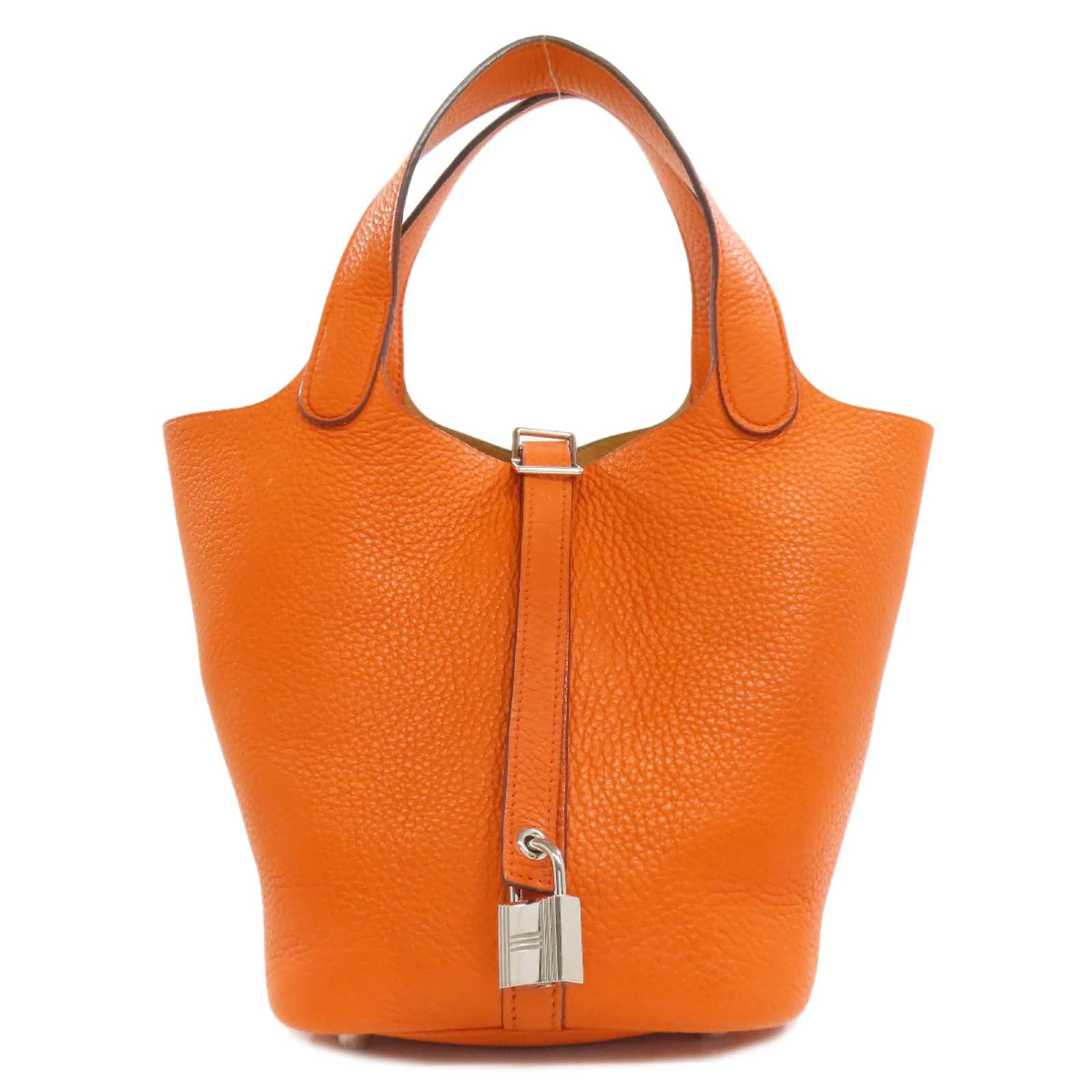 Hermès Hermes Picotin Lock PM Handbag Orange Leather ref.2092747 - Joli ...