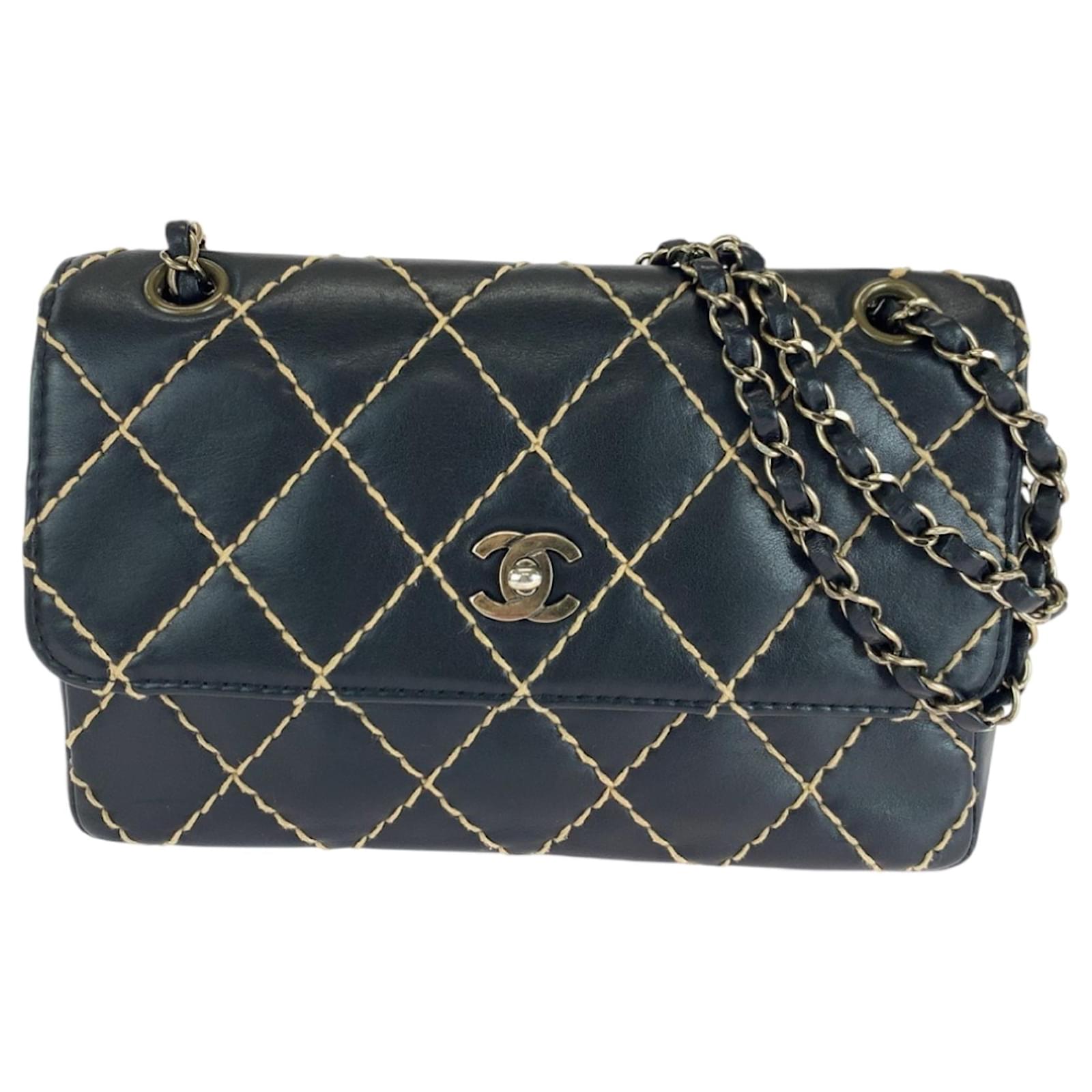 Chanel Vintage Wild Stitch Coco Mark Turnlock Shoulder Bag Black ...