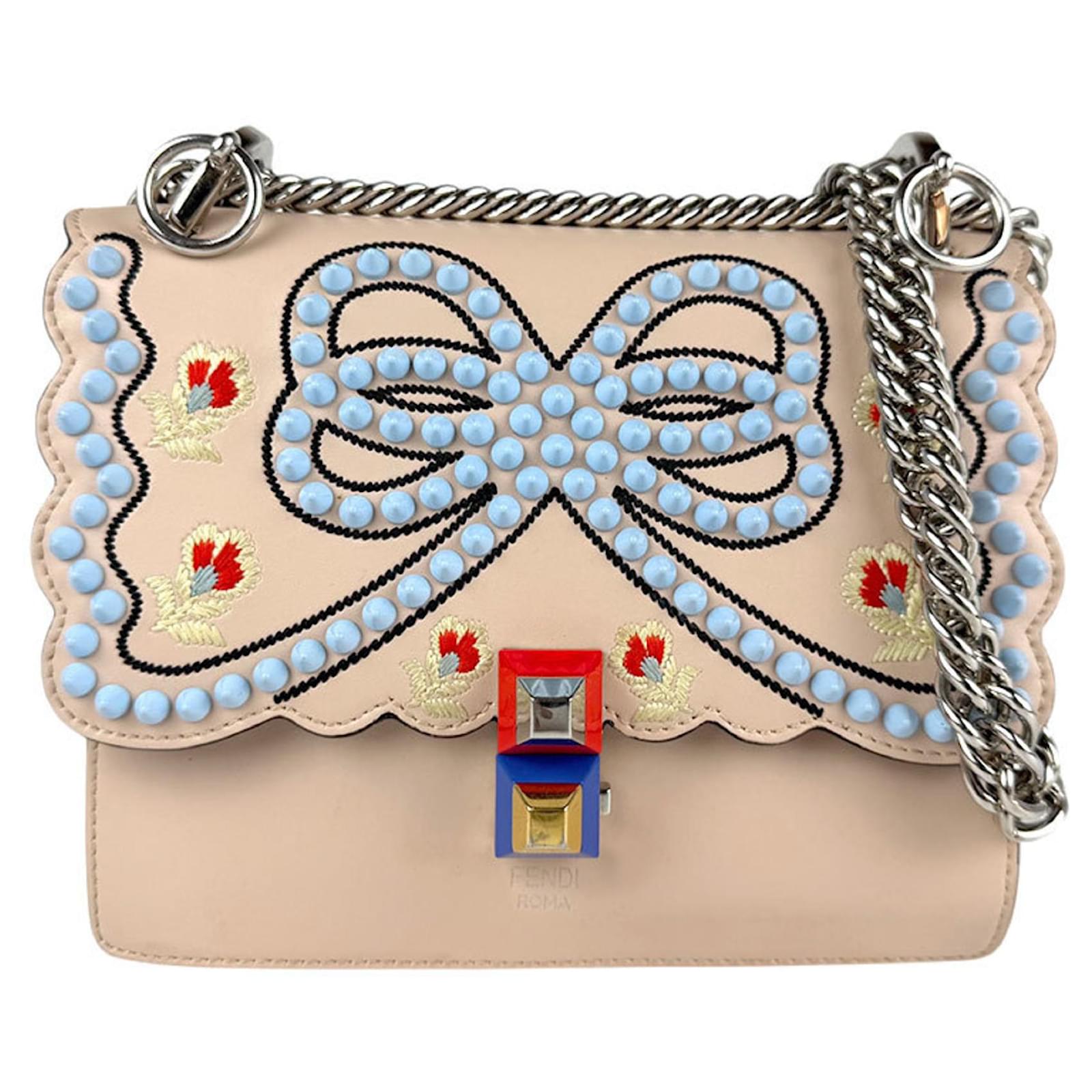 Fendi Shoulder Bag Canai Multiple colors Beige Leather Metal ref ...