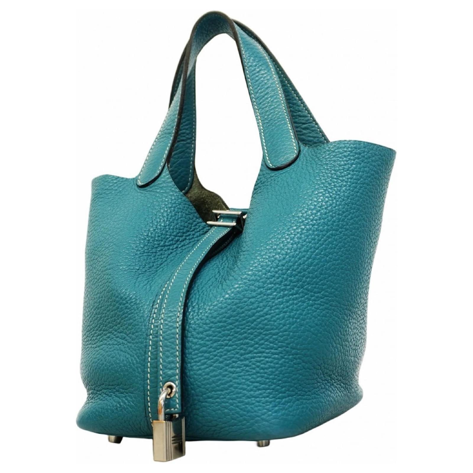 Hermès Hermes Picotin Lock PM Handbag Blue Leather ref.2093377 - Joli ...