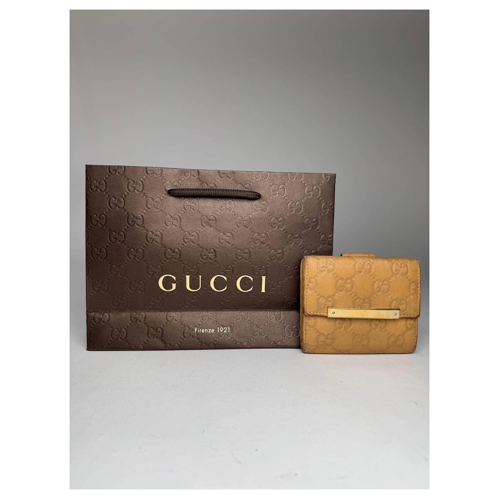 Vintage Gucci Monogram Leather wallet gold Golden ref.2093699 - Joli Closet