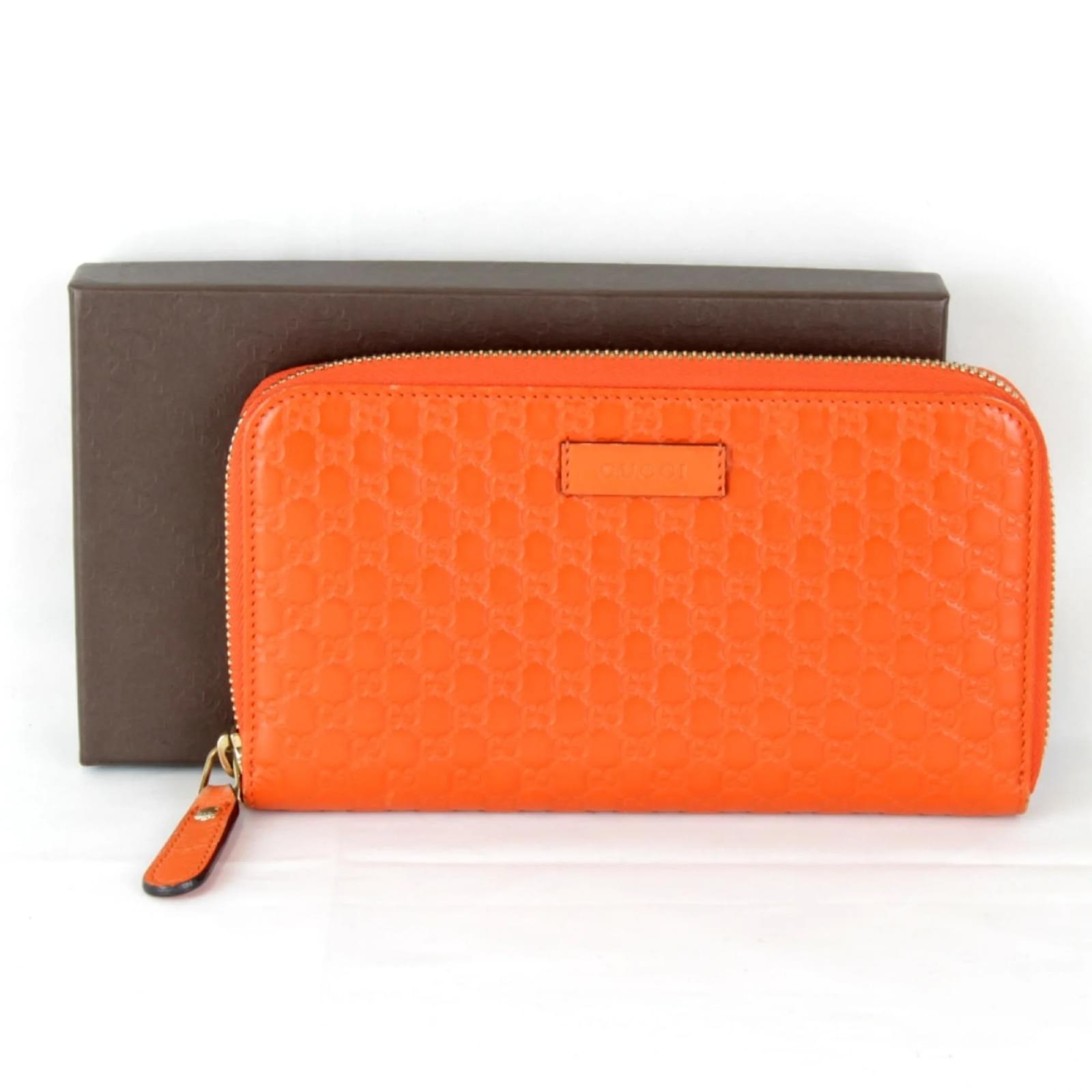 Gucci Micro Gucci Round Long Wallet Orange Leather ref.2094804 - Joli ...