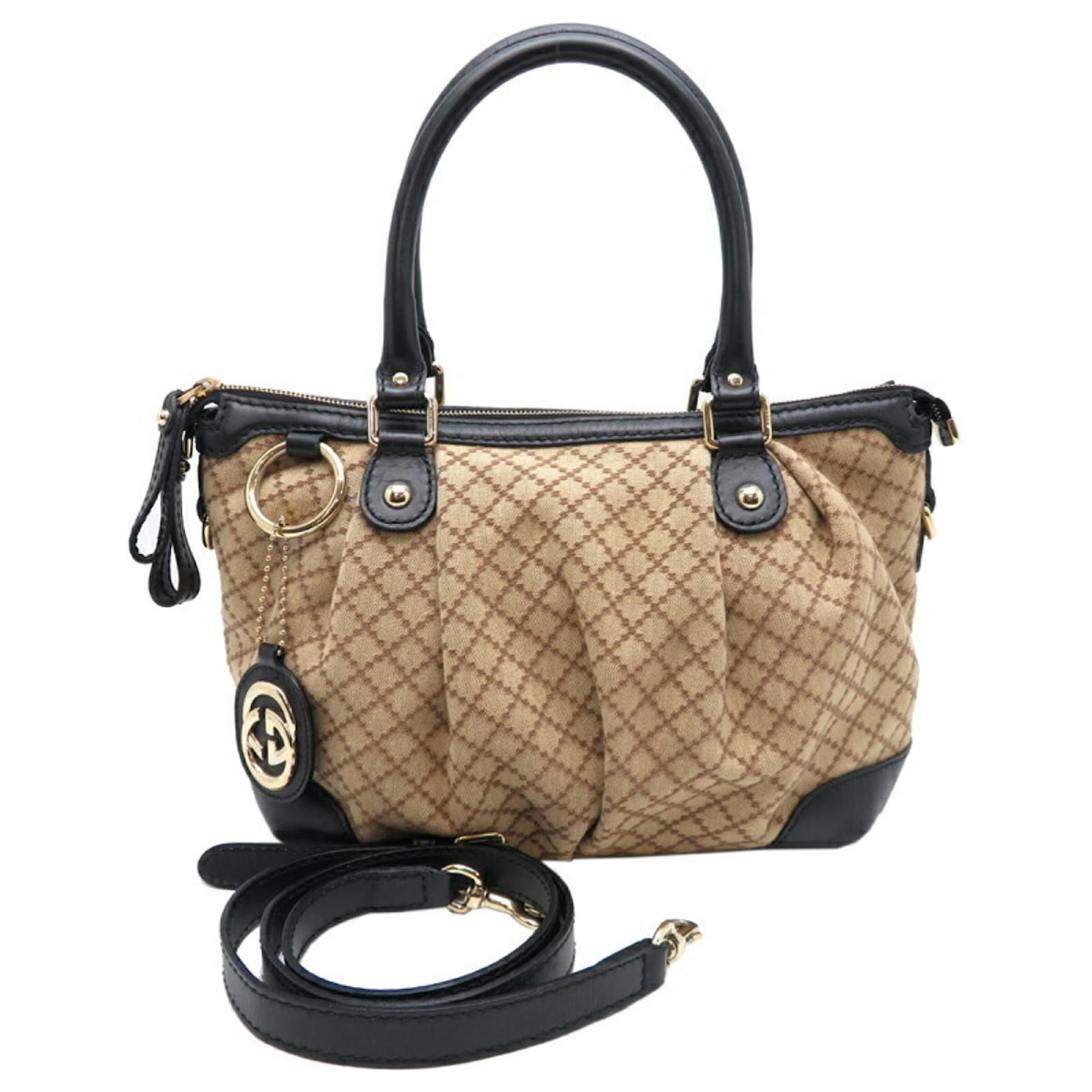 Gucci Women's Handbag 247902 Black Beige Leather Cloth ref.2094875 ...