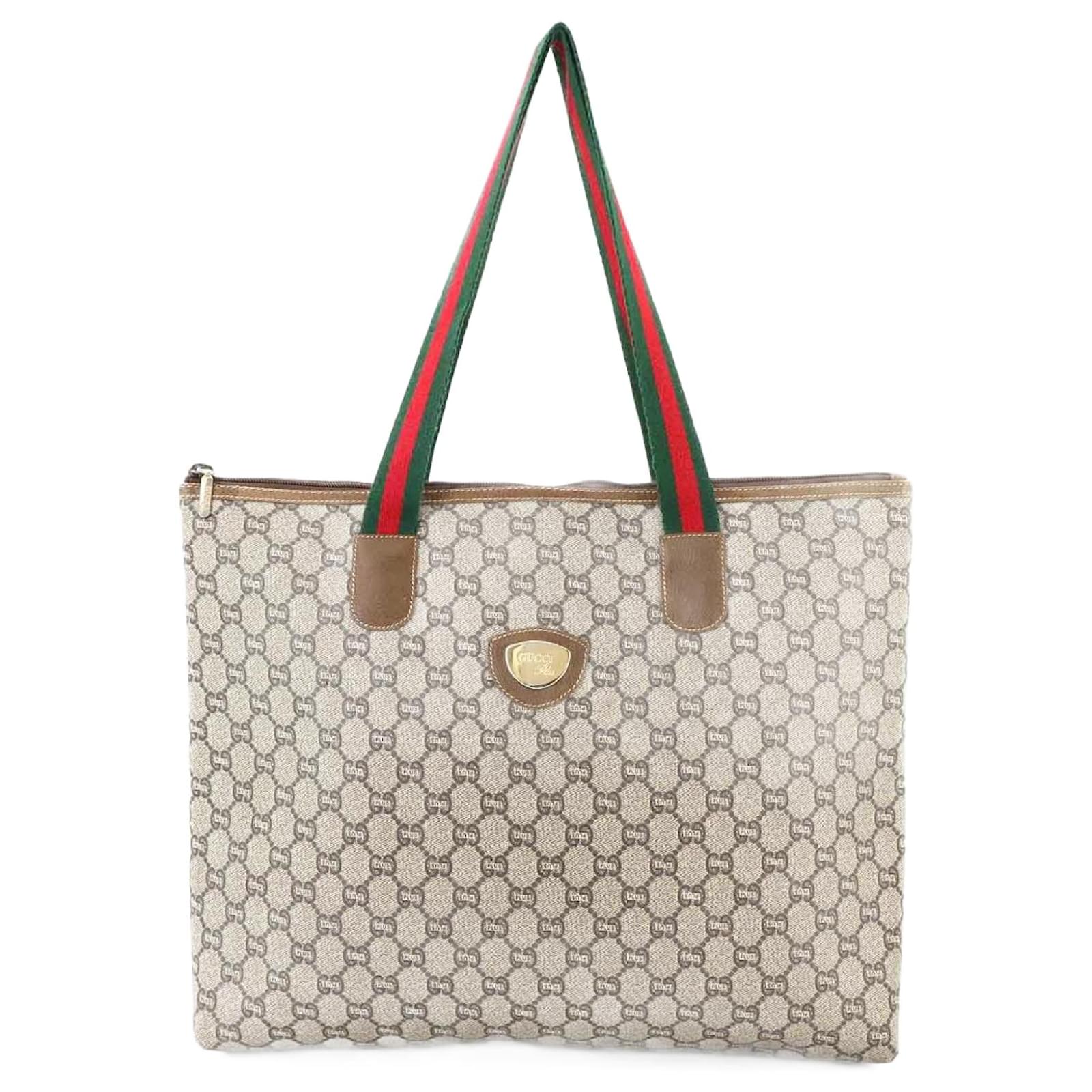 Gucci Plus Sherry Line Tote Bag Brown Beige Leather Plastic ref.2095104 ...