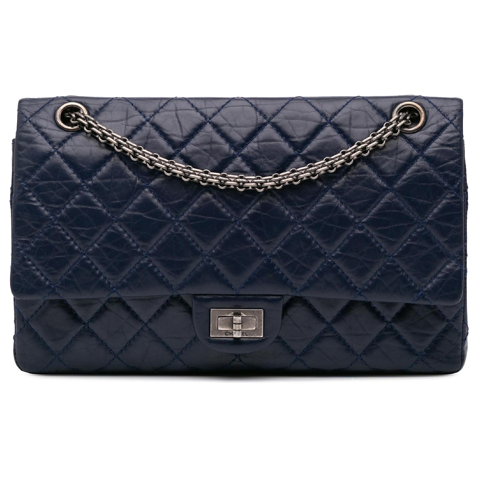 Chanel Blue Reissue 2.55 Aged Calfskin Double Flap 226 Navy blue ...