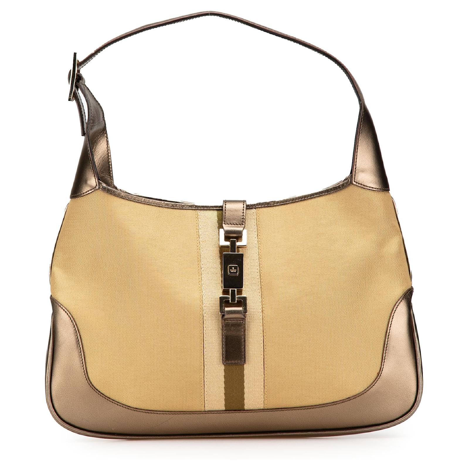 Gucci Brown Canvas Web Jackie Shoulder Bag Light brown Cloth Cloth ref ...