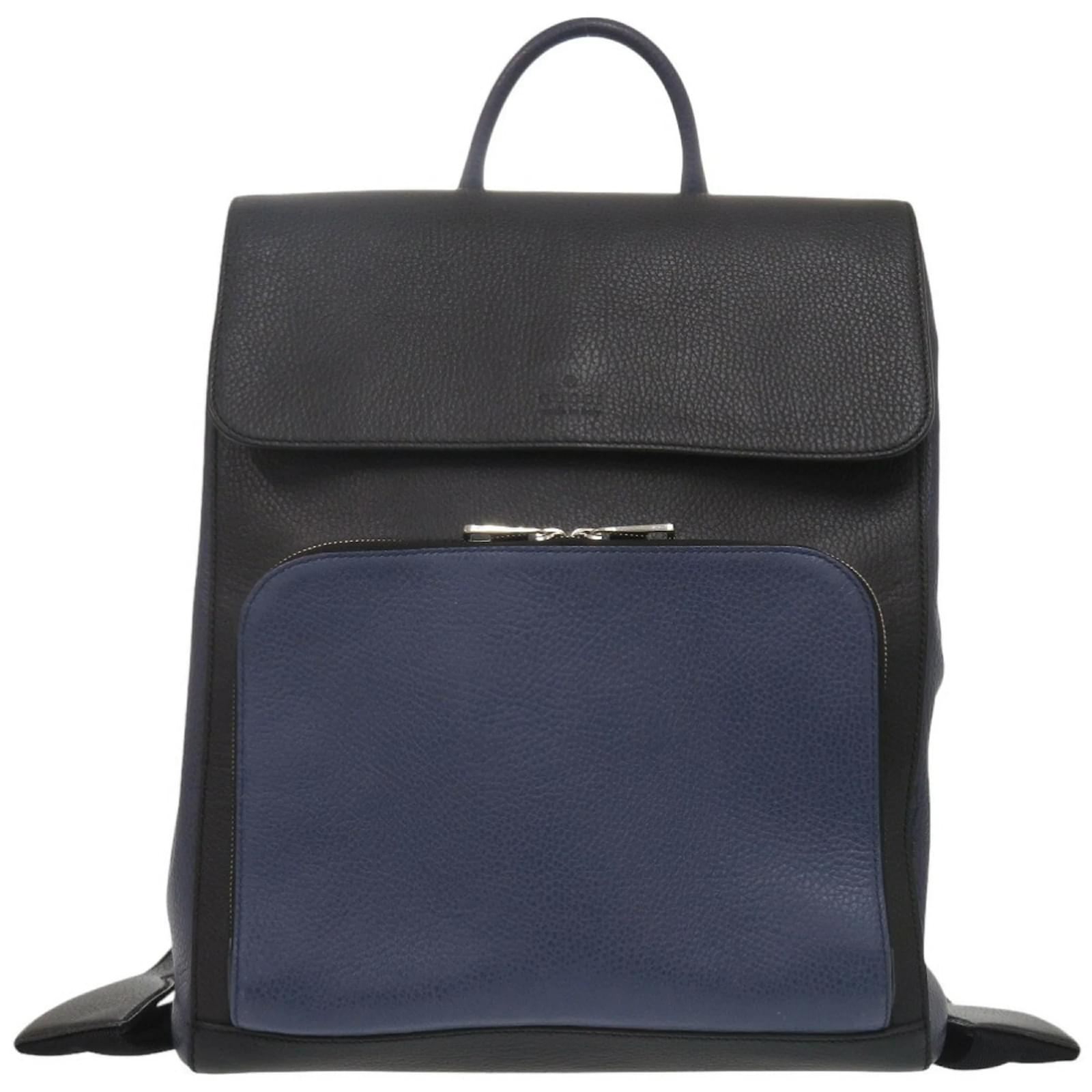 Gucci Leather Backpack in Navy and Black Navy blue ref.2099711 - Joli ...