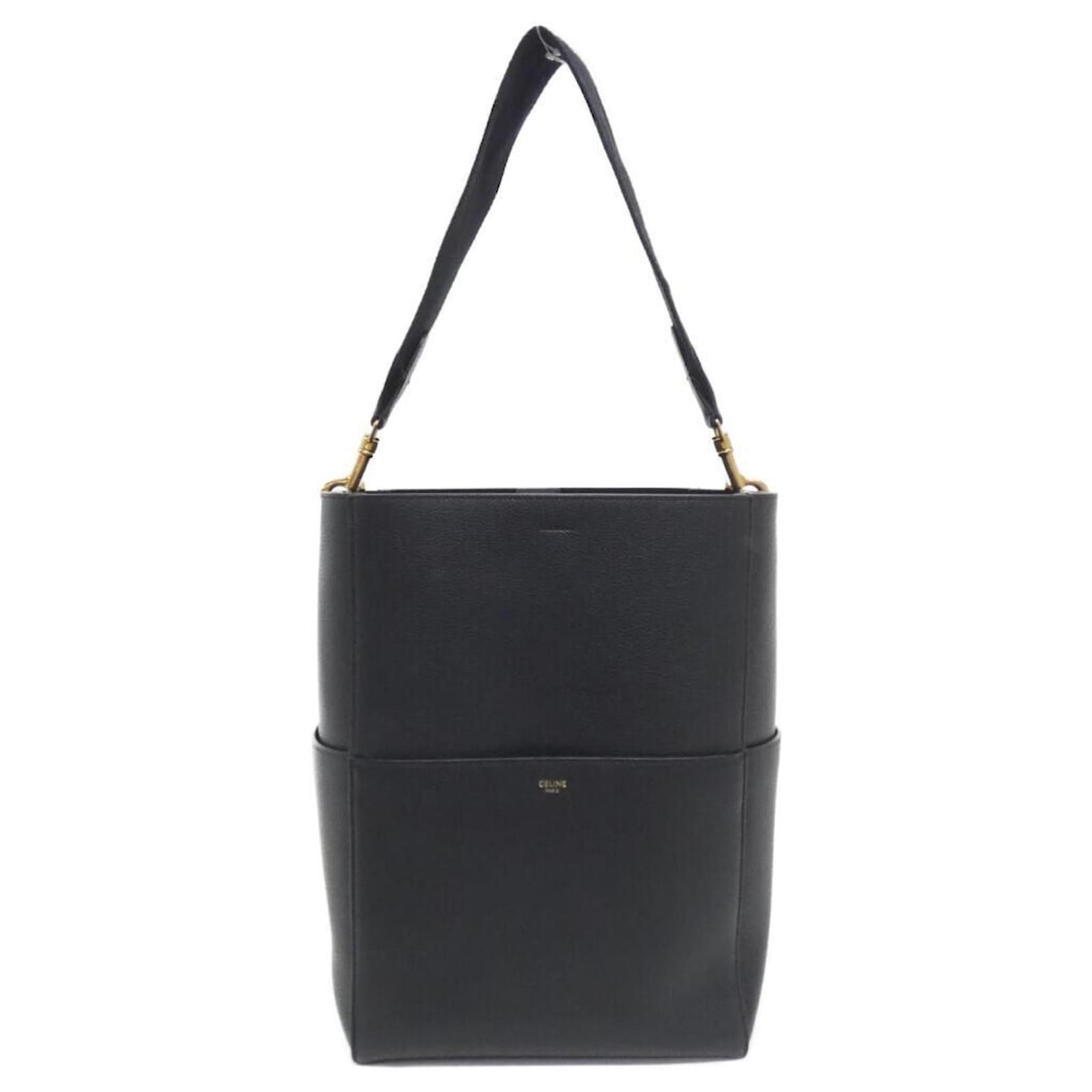 Céline Celine Sangle Bucket Shoulder Bag Black Leather ref.2100591 ...