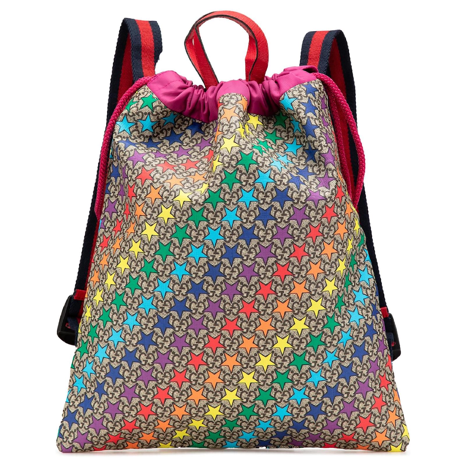 Gucci Brown GG Supreme Web Star Print Children's Backpack Beige Cloth ...